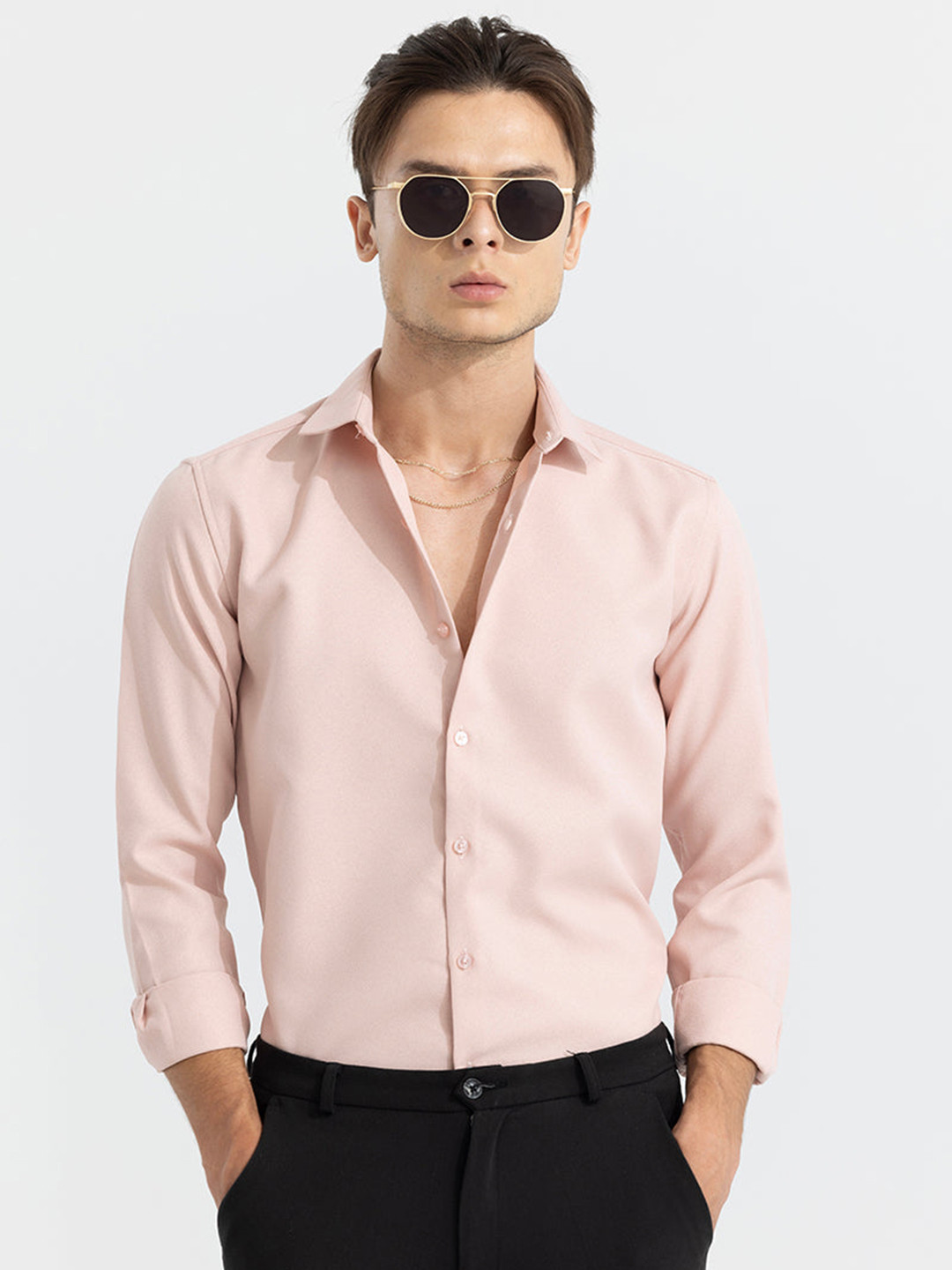 Buy Snitch Pink Classic Slim Fit Casual Shirt - Shirts for Men 24130312 ...