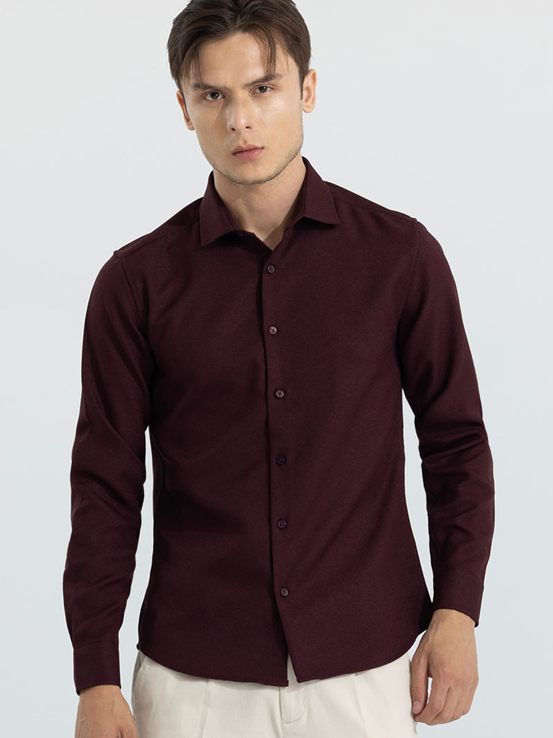 Buy Snitch Maroon Classic Slim Fit Casual Cotton Shirt - Shirts for Men ...