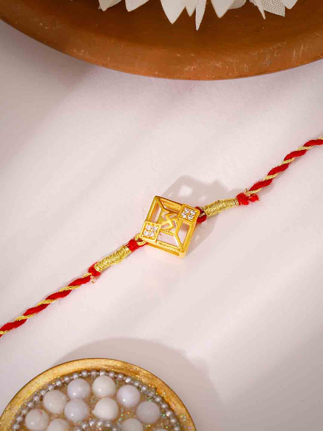 Buy GIVA 925 Sterling Silver Swastik Diamond Shaped Rakhi With Roli ...