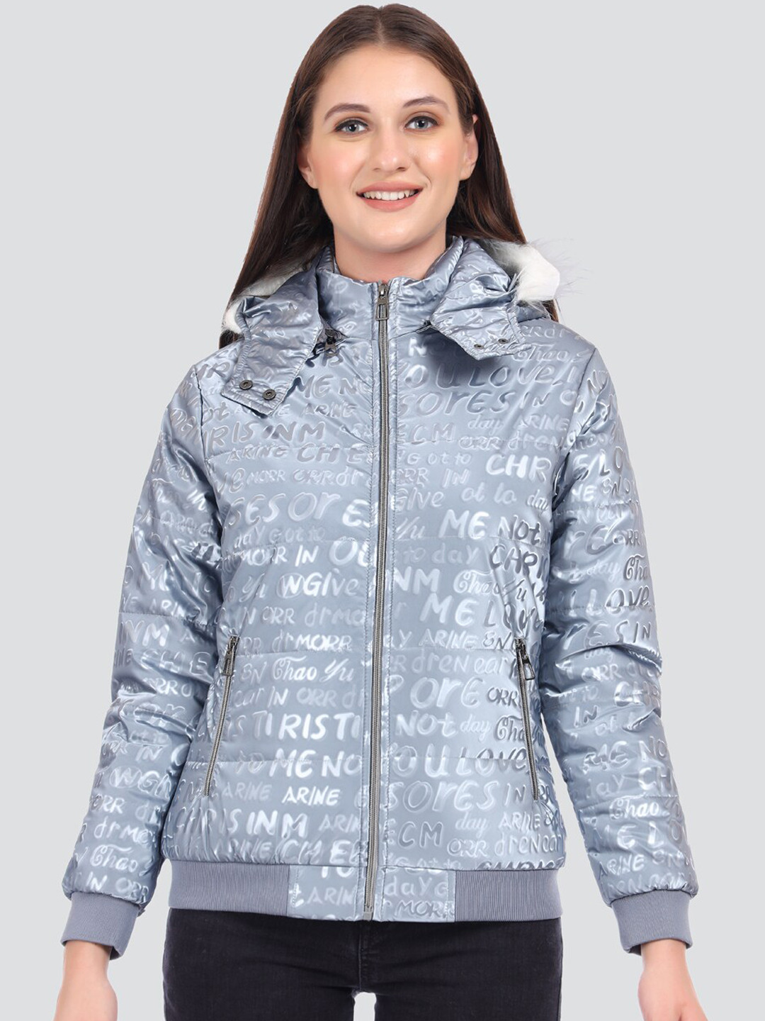 Buy KVR Typography Printed Hooded Lightweight Puffer Jacket - Jackets ...