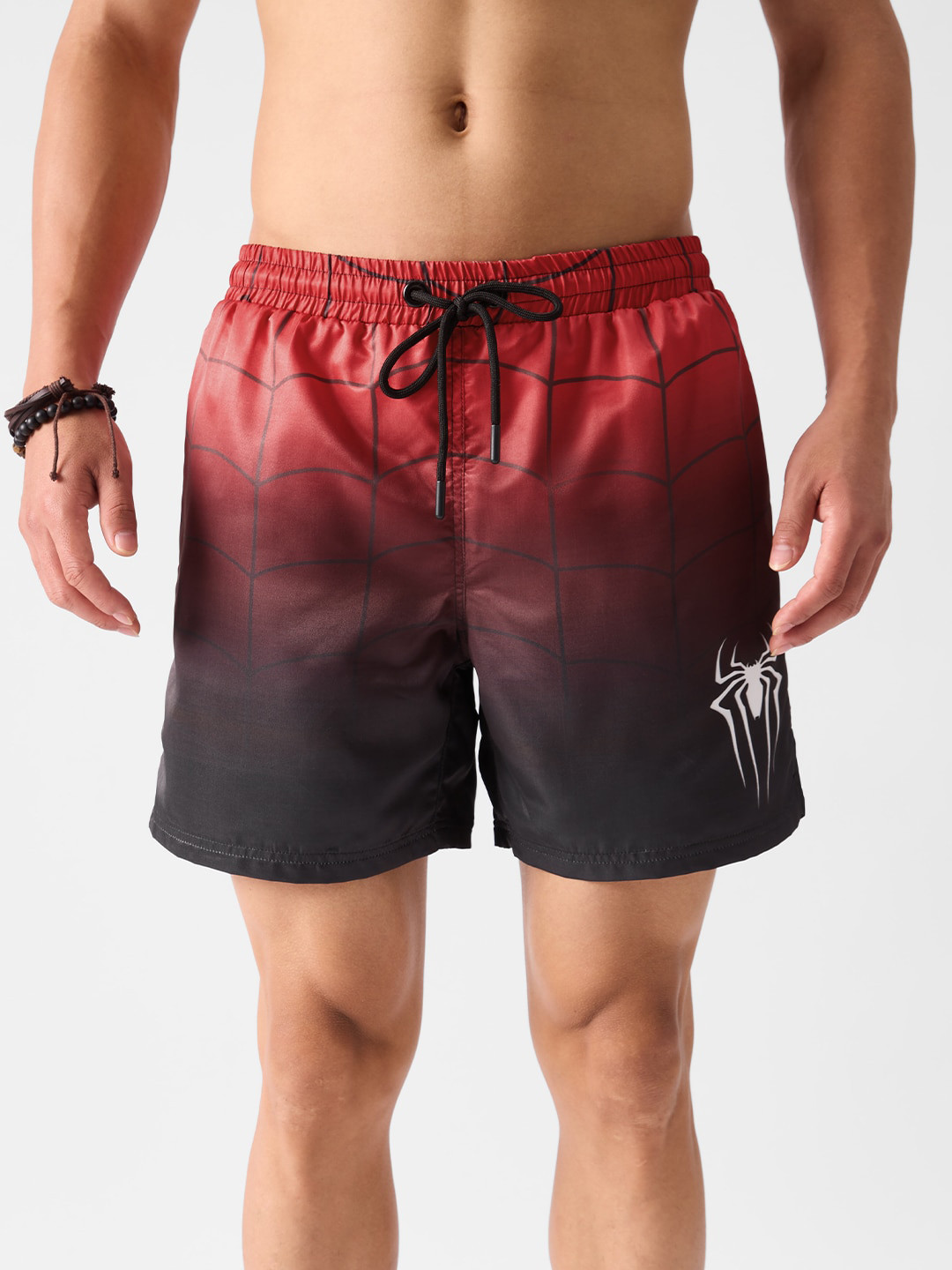 Buy The Souled Store Men Red Mid Rise Spider Man Printed Sports Shorts ...