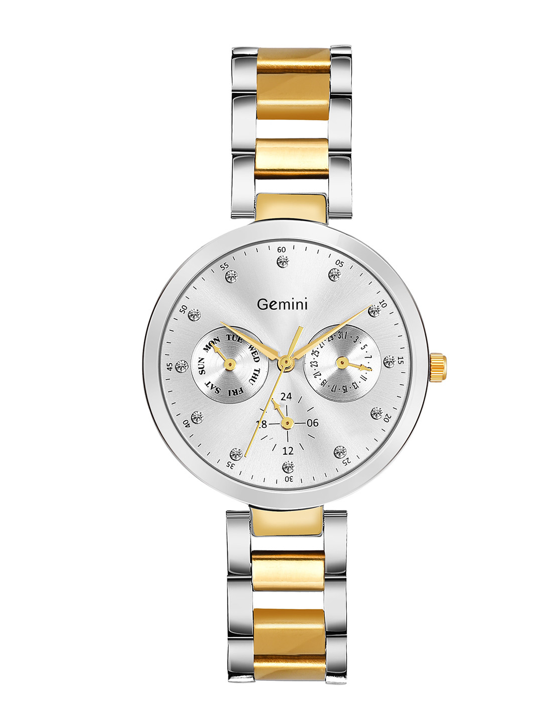 Buy GEMINI Women Embellished Dial & Stainless Steel Straps Analogue ...