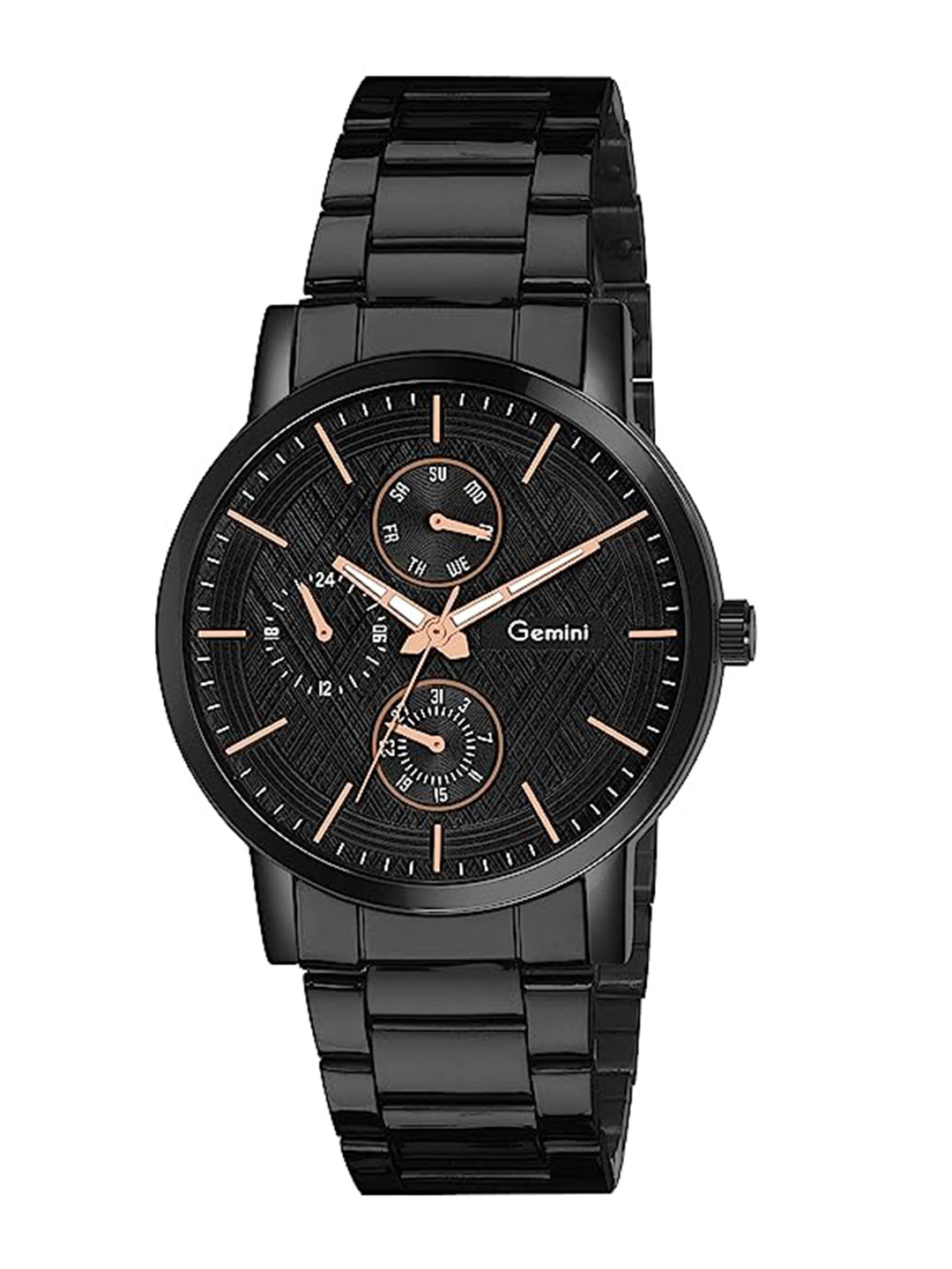 Buy GEMINI Men Textured Dial & Stainless Steel Bracelet Style Straps ...
