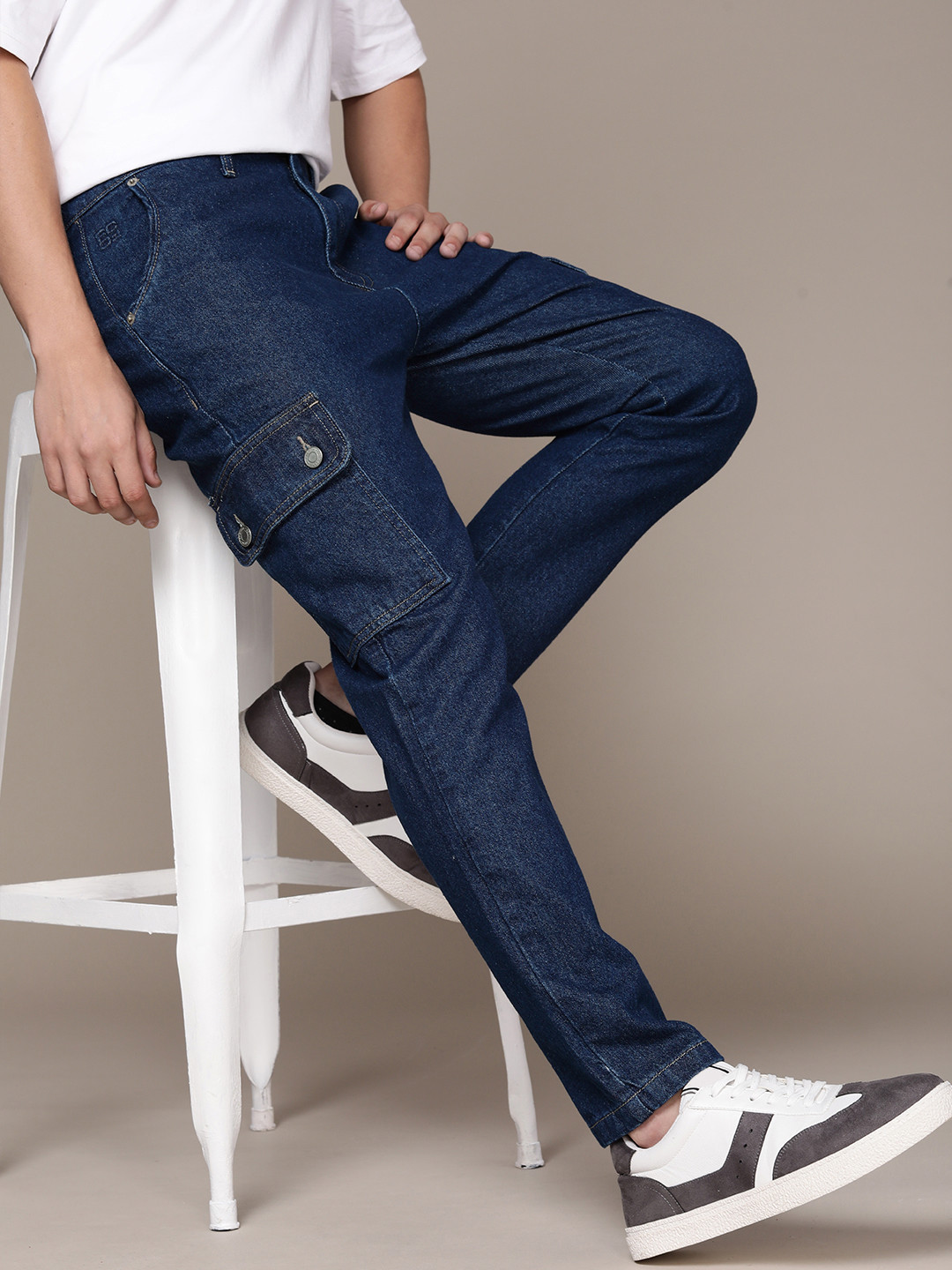 Buy FCUK Men Pure Cotton Mid Rise Comfy Tapered Fit Light Fade Jeans ...