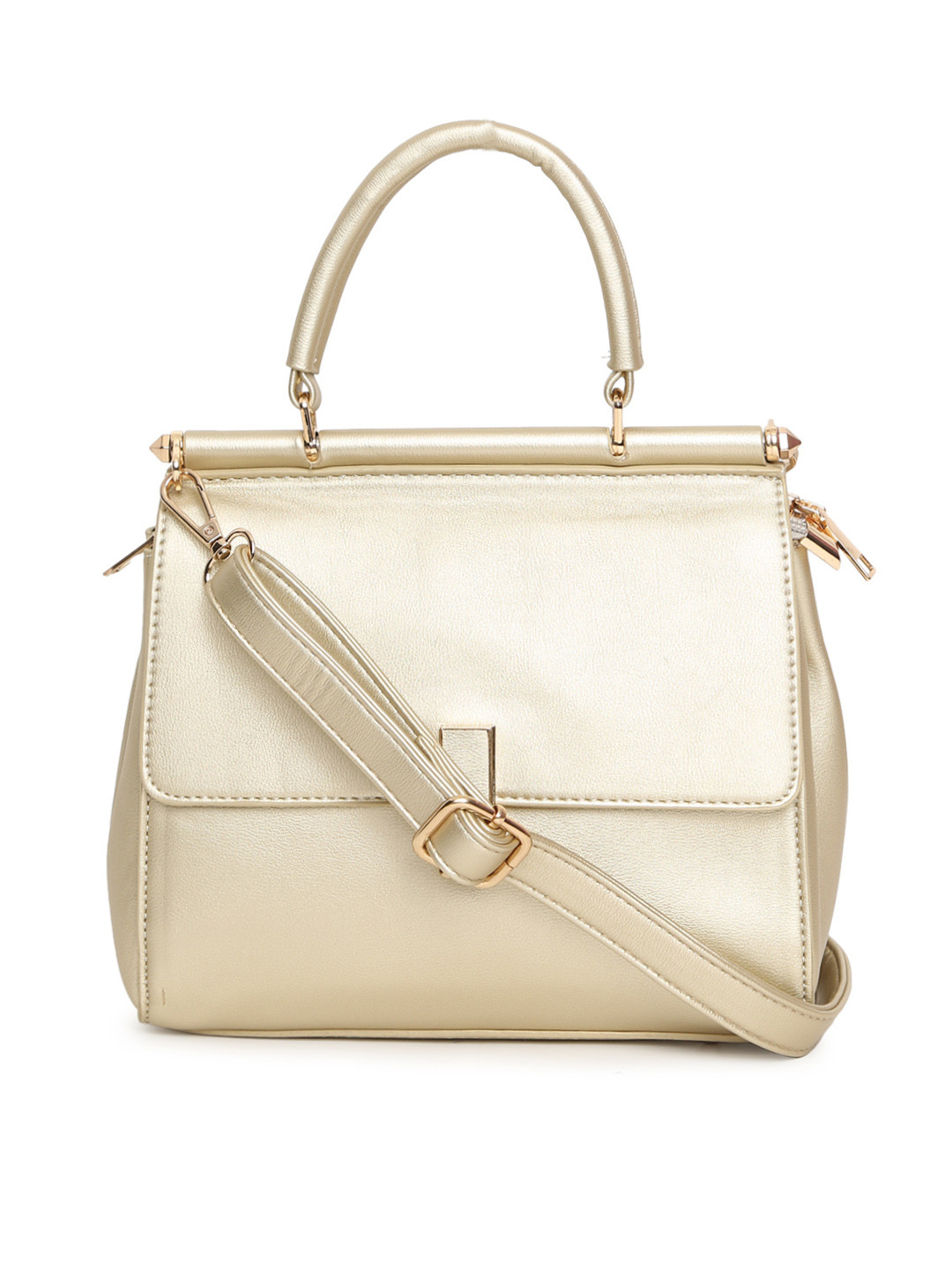 Buy CODE By Lifestyle Muted Gold Toned Solid Satchel - Handbags for ...