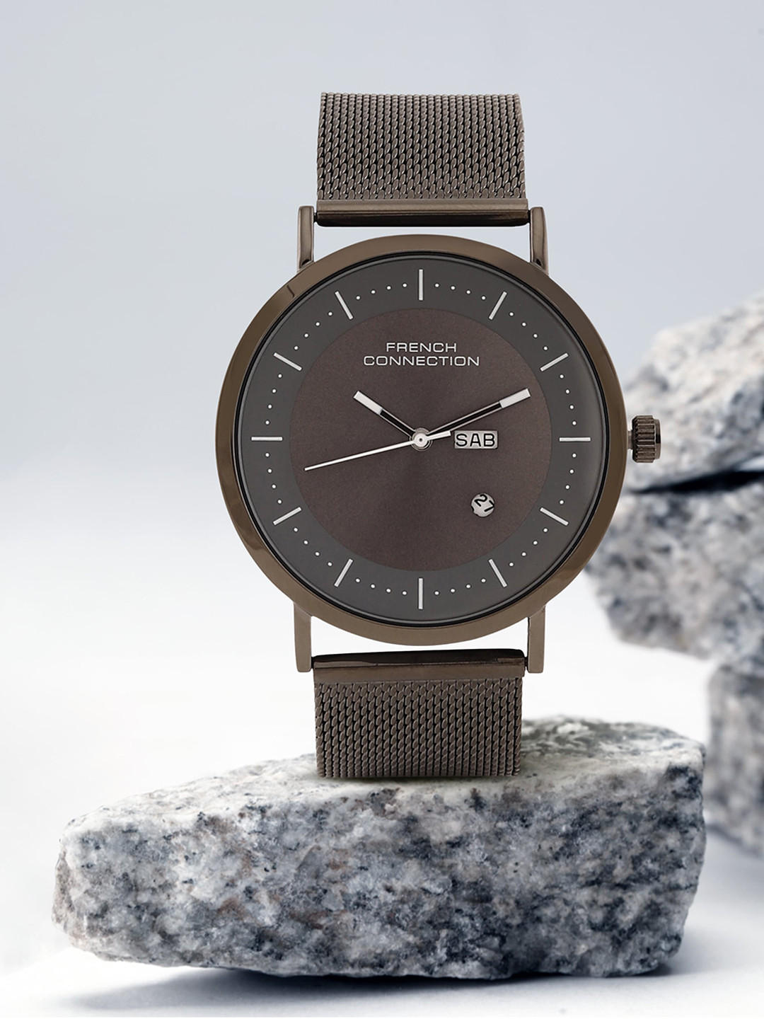 Buy French Connection Men Dial & Stainless Steel Textured Straps ...