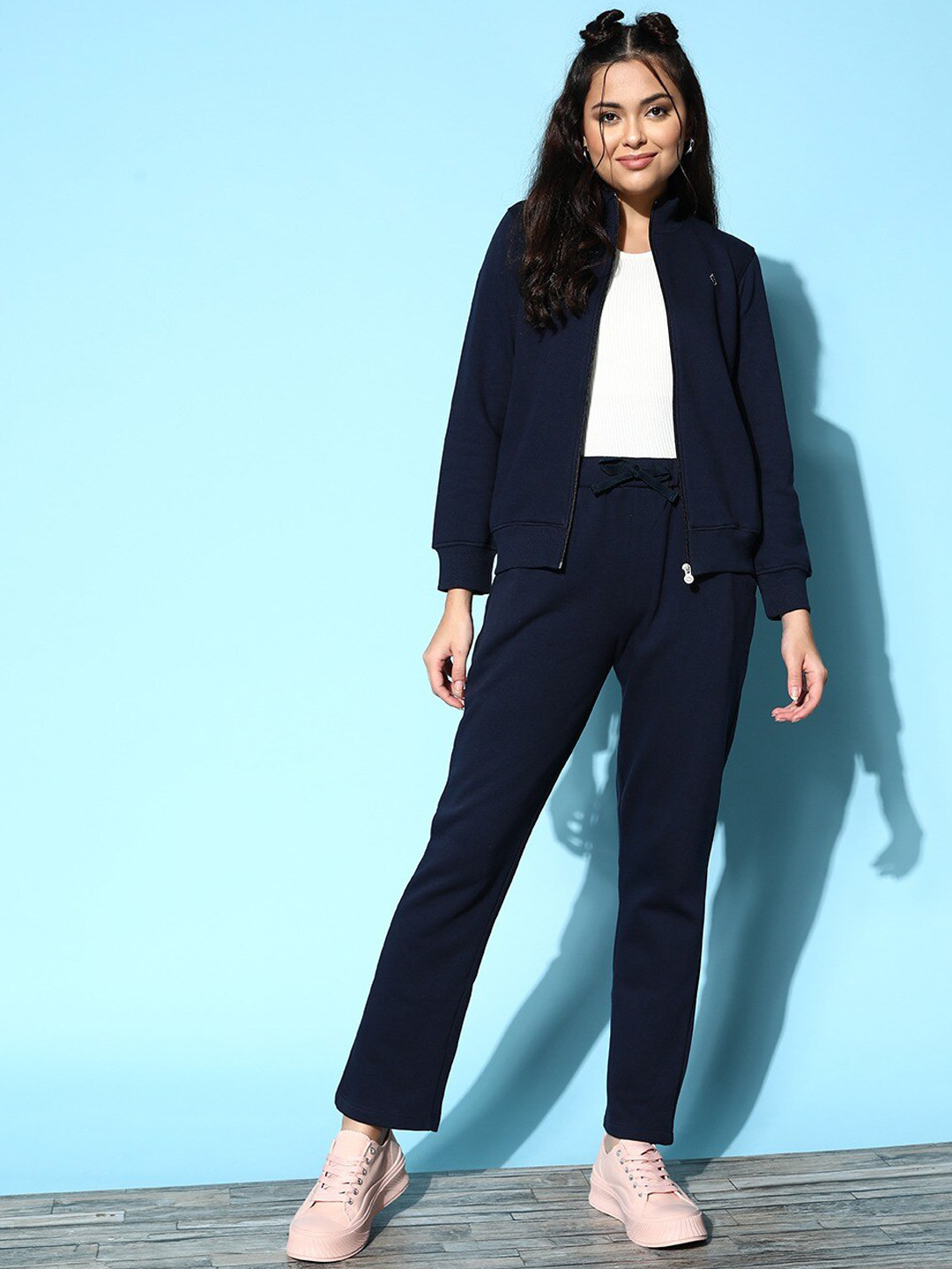 Buy Sweet Dreams Navy Blue Fleece Open Front Tracksuit - Tracksuits for ...