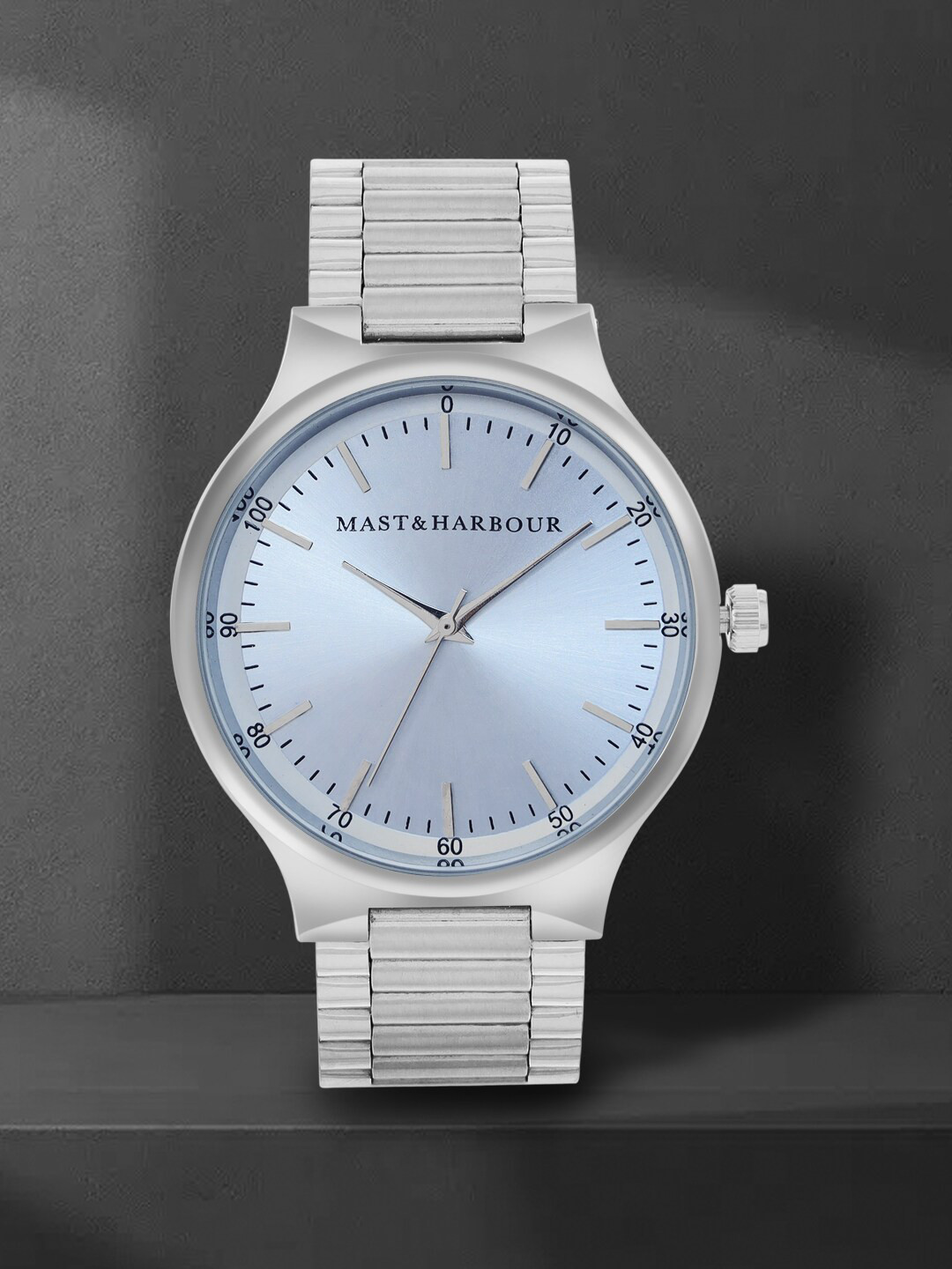 Buy Mast & Harbour Men Blue & Silver Toned Round Analogue Watch MH_SS23 ...