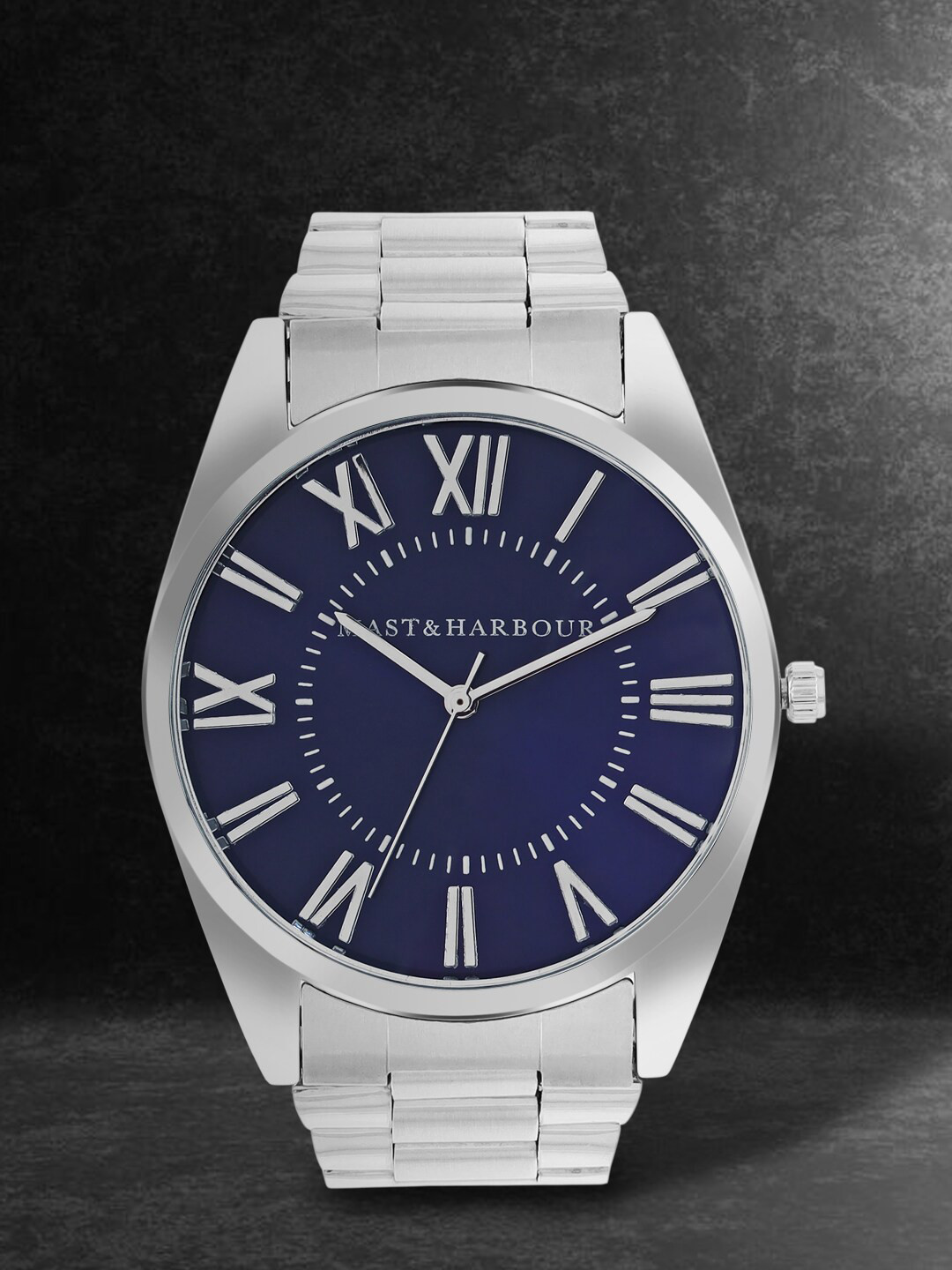 Buy Mast & Harbour Men Blue & Silver Toned Round Analogue Watch MH_SS23 ...