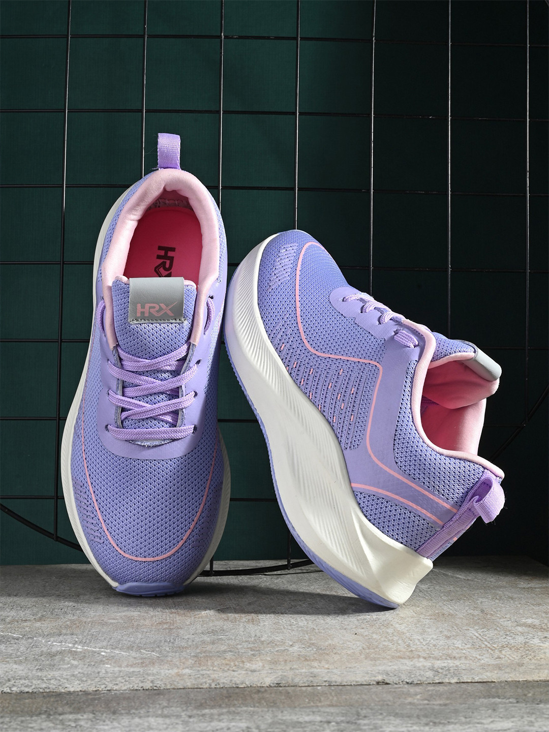 Buy HRX By Hrithik Roshan Women Purple & White Memory Foam Mesh Running ...