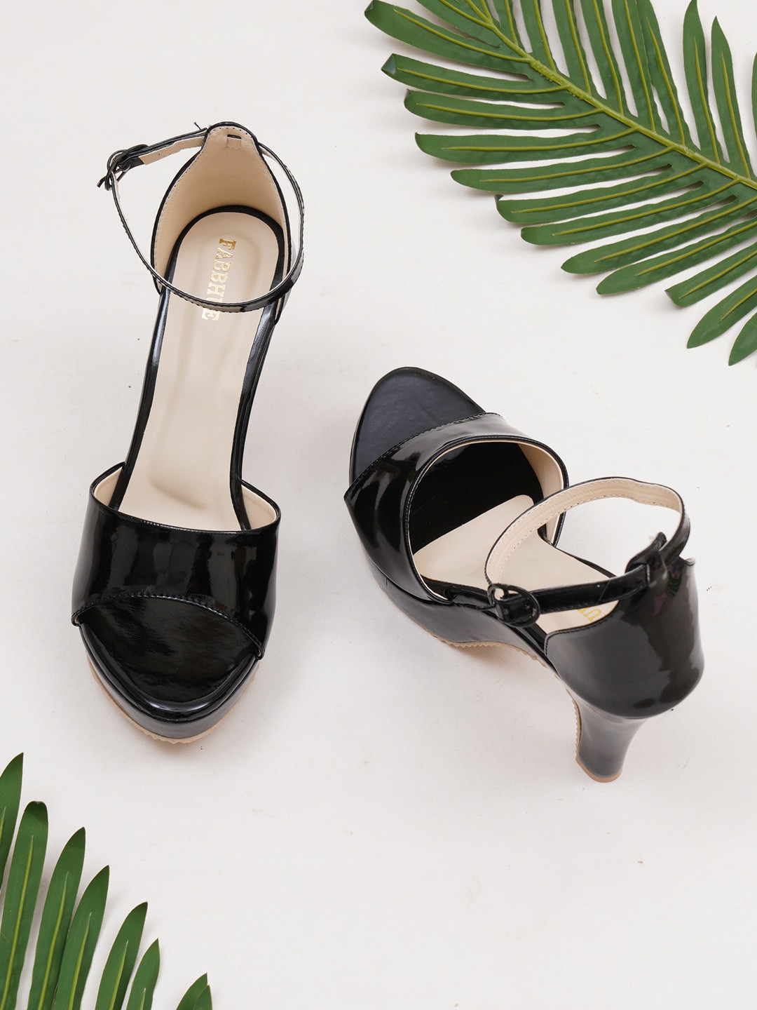 Buy FABBHUE Open Toe Platform Heels With Buckles Closure - Heels for ...