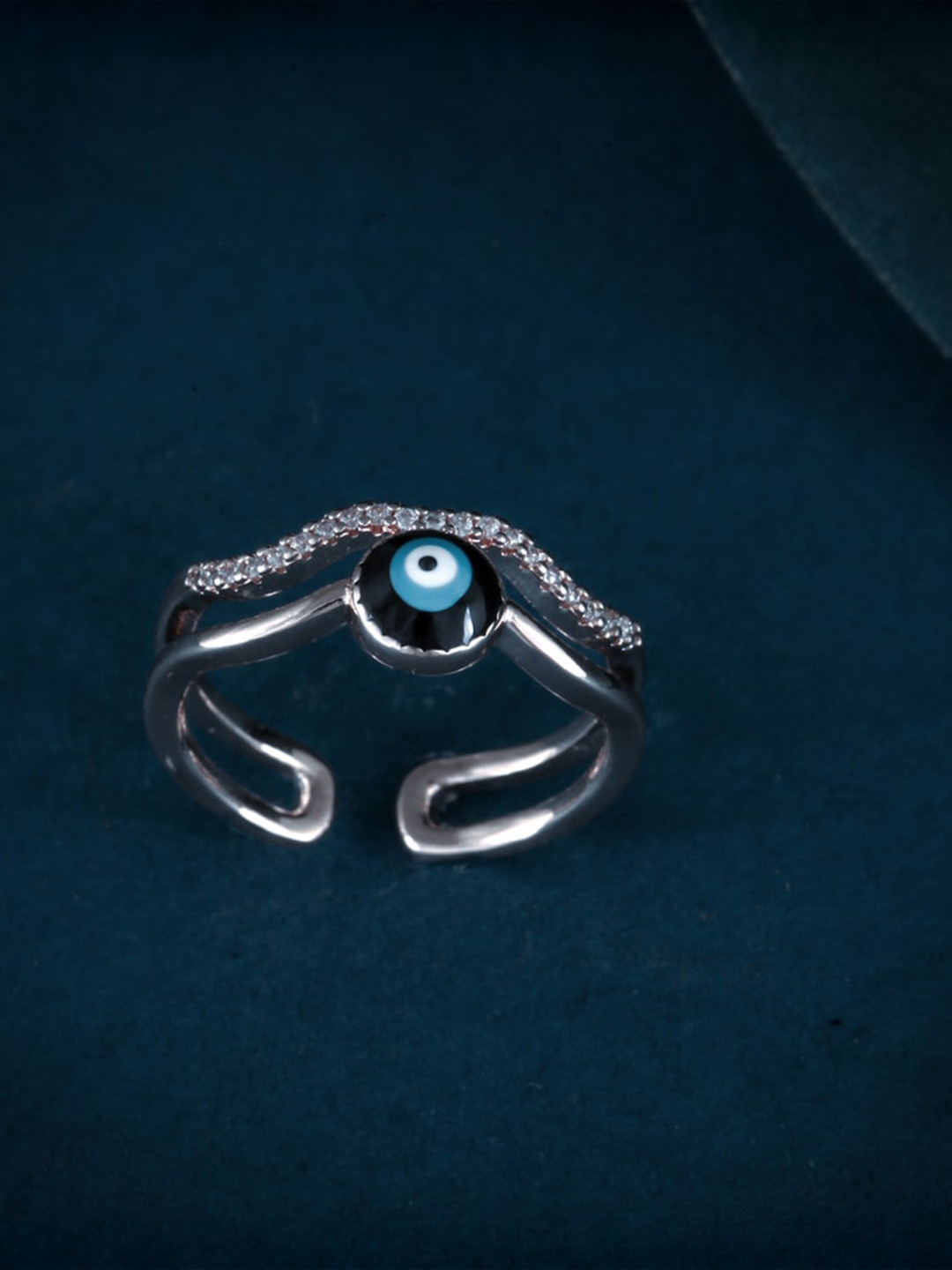 Buy MEENAZ Silver Plated Stainless Steel CZ & AD Studded Evil Eye ...