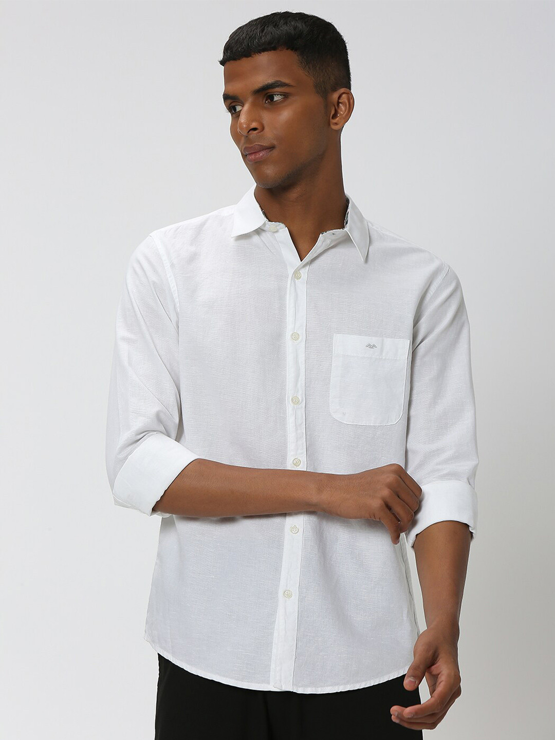 Buy Mufti Slim Fit Spread Collar Cotton Linen Casual Shirt - Shirts for ...