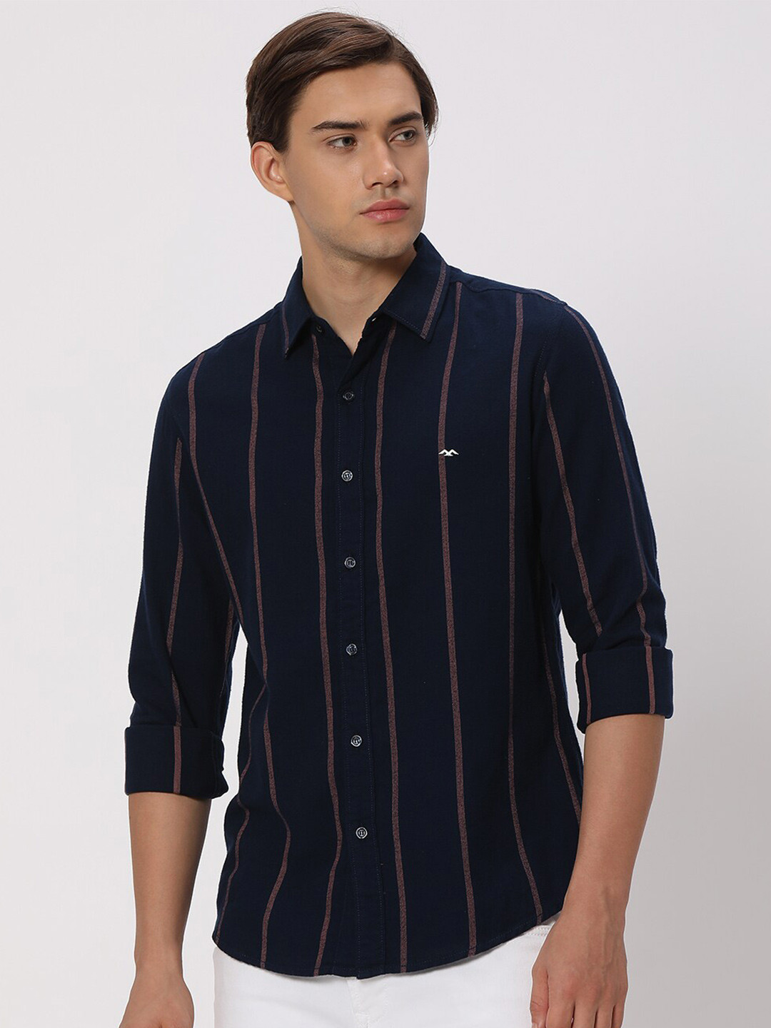 Buy Mufti Slim Fit Striped Pure Cotton Casual Shirt - Shirts for Men ...