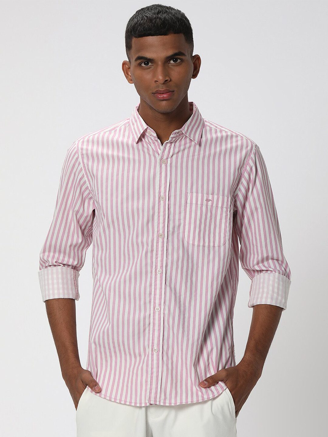 Buy Mufti Slim Fit Striped Pure Cotton Casual Shirt - Shirts for Men ...