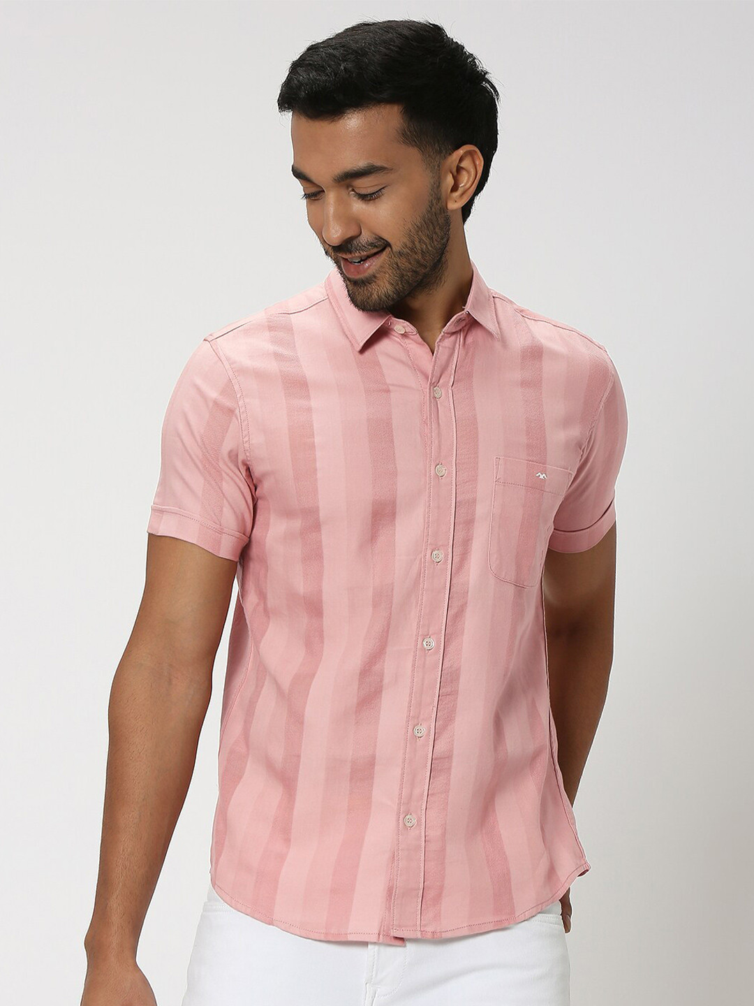 Buy Mufti Slim Fit Vertical Striped Pure Cotton Casual Shirt - Shirts ...