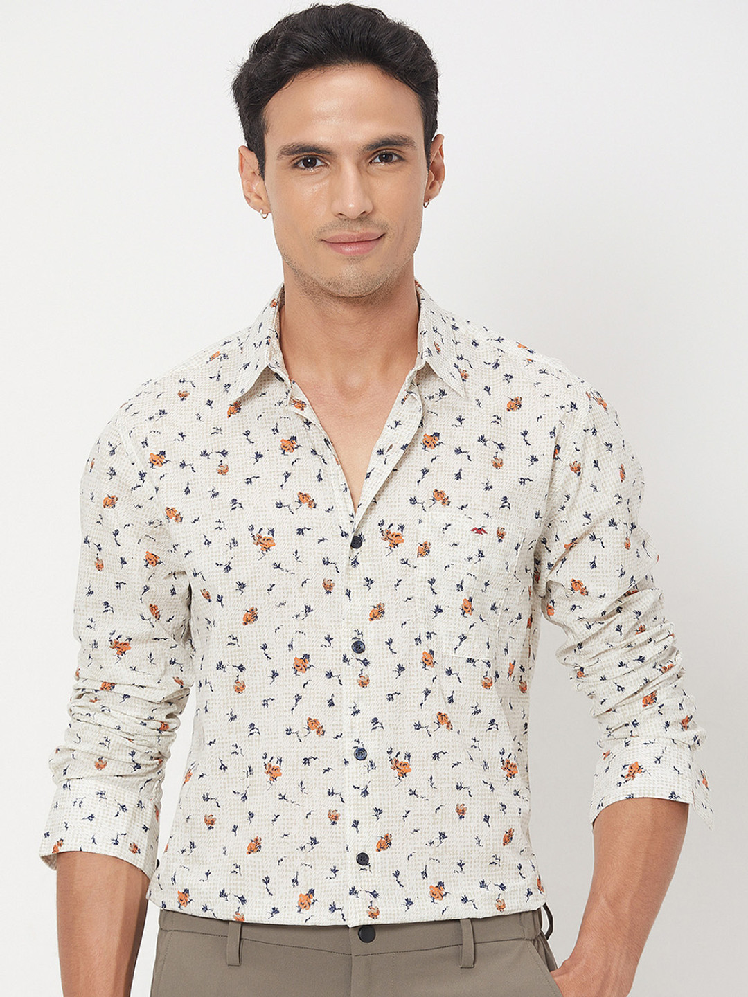 Buy Mufti Floral Printed Slim Fit Opaque Cotton Casual Shirt - Shirts ...