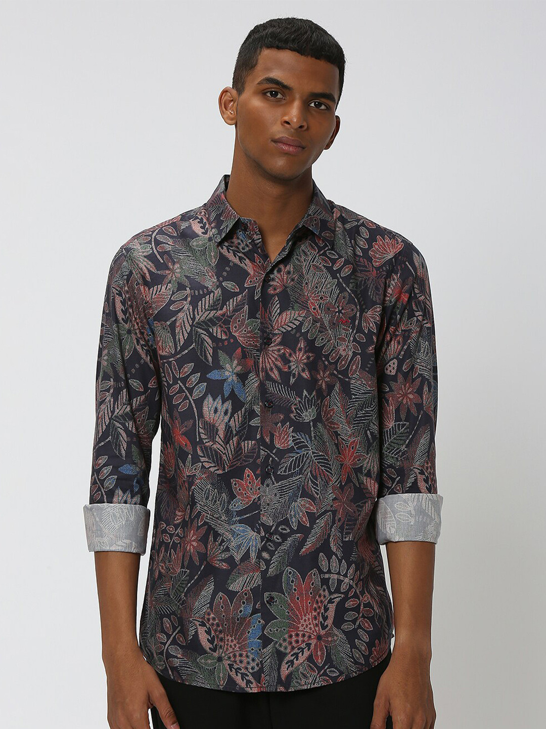 Buy Mufti Floral Printed Opaque Pure Cotton Casual Shirt - Shirts for ...