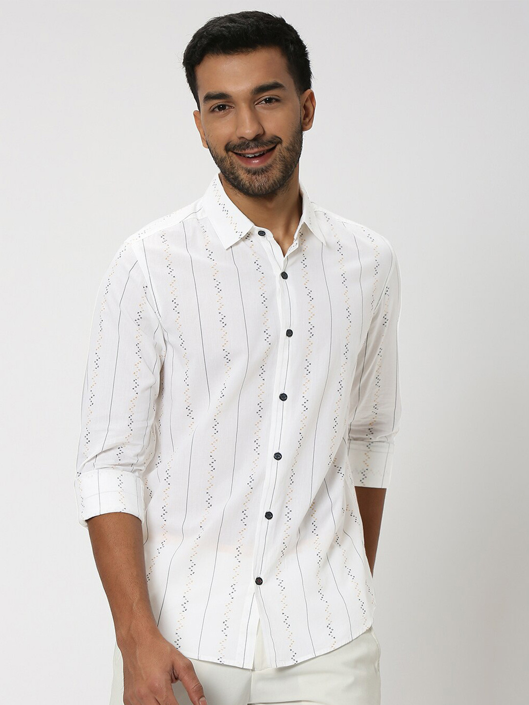 Buy Mufti Striped Opaque Pure Cotton Casual Shirt - Shirts for Men ...