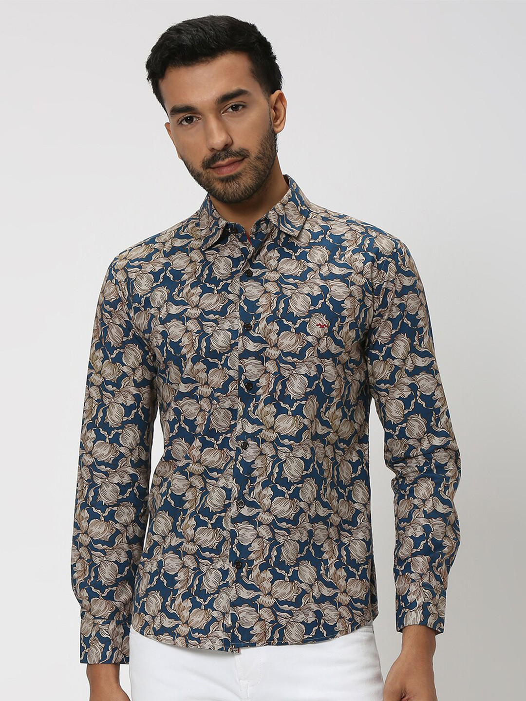 Buy Mufti Floral Printed Opaque Pure Cotton Casual Shirt - Shirts for ...