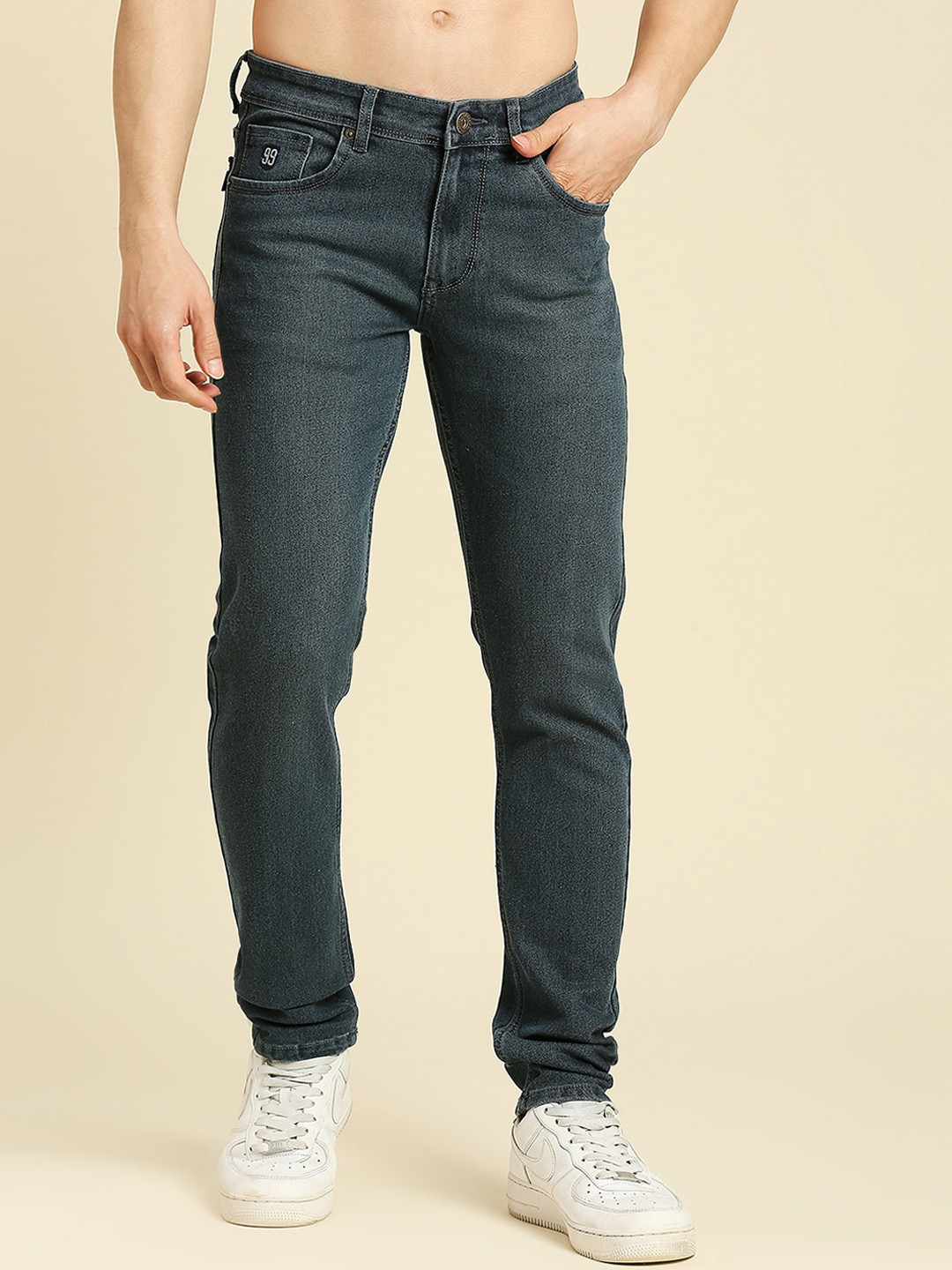 Buy HJ HASASI Men Blue Light Fade Acid Wash Stretchable Jeans - Jeans ...