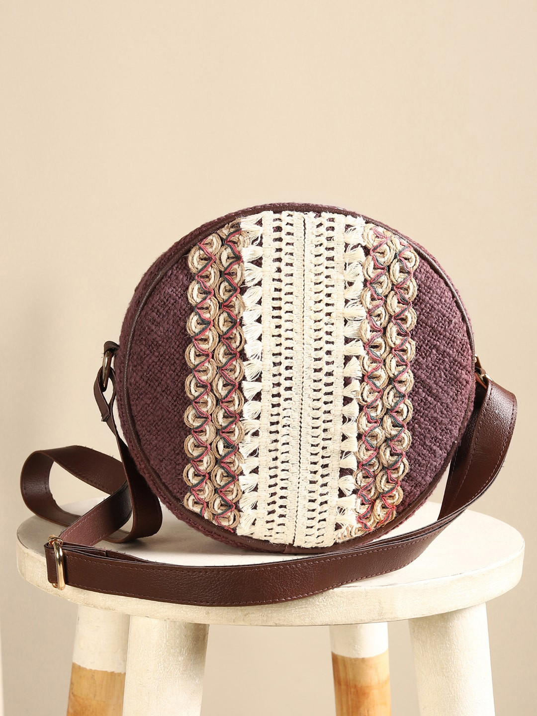 Buy DEEBACO Textured Cotton Half Moon Sling Bag - Handbags for Women ...