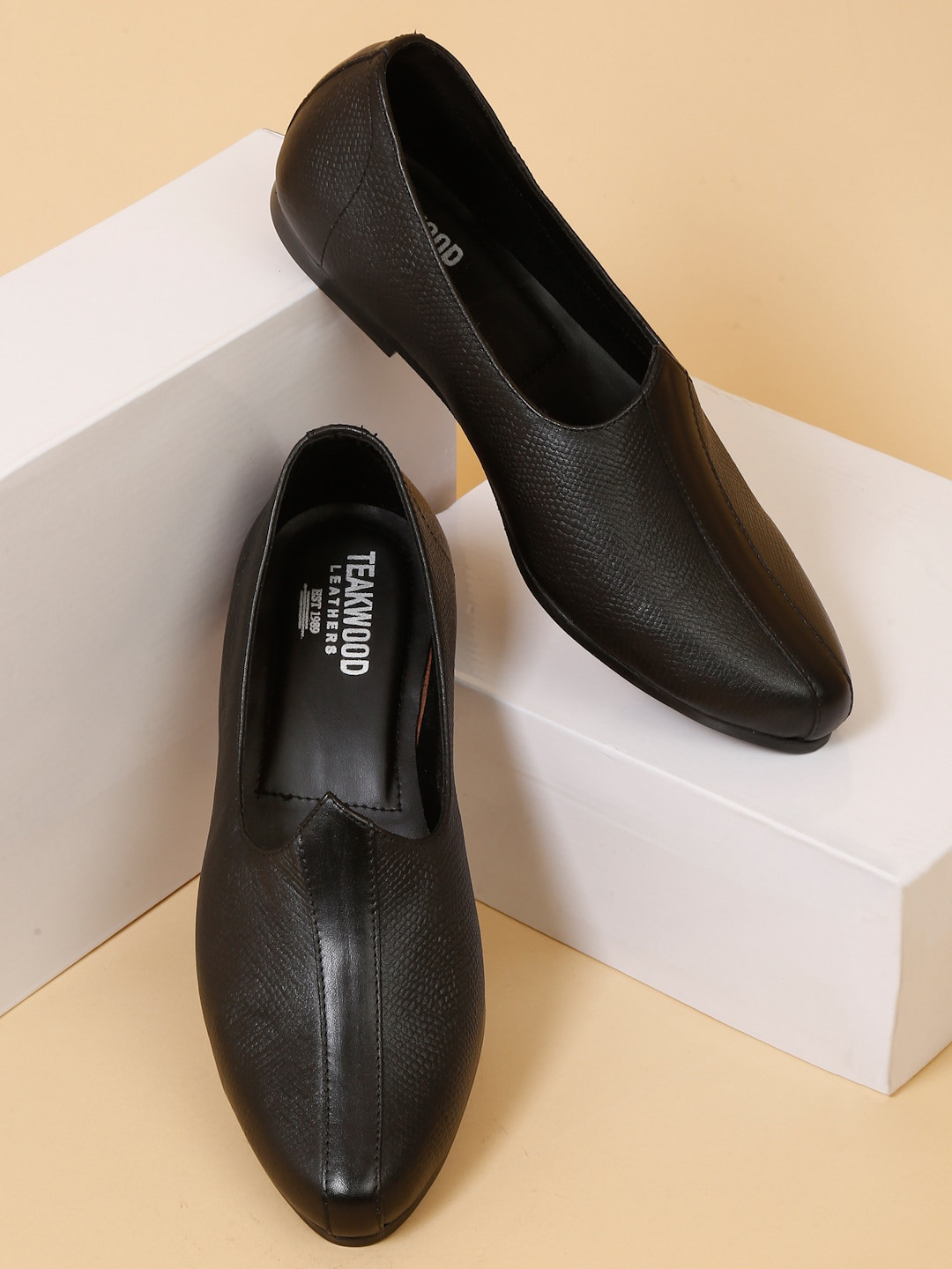 Buy Teakwood Leathers Men Textured Leather Comfort Insole Basics ...