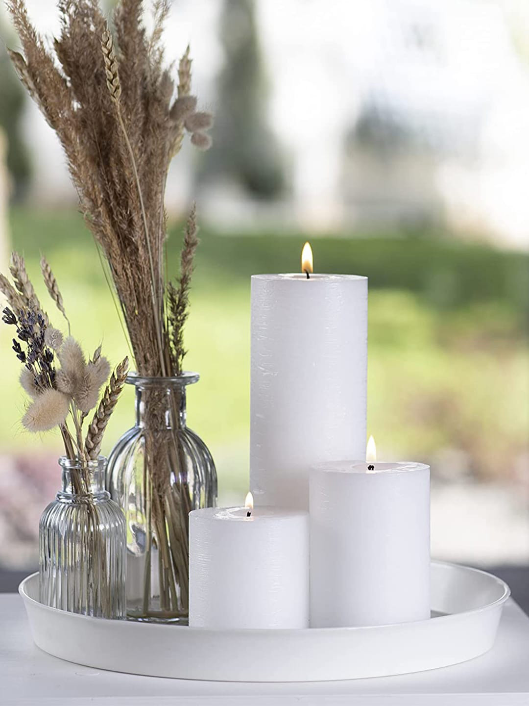 Buy Aromatic Fables White 3 Pieces Rustic Pillar Candles - Candles for ...