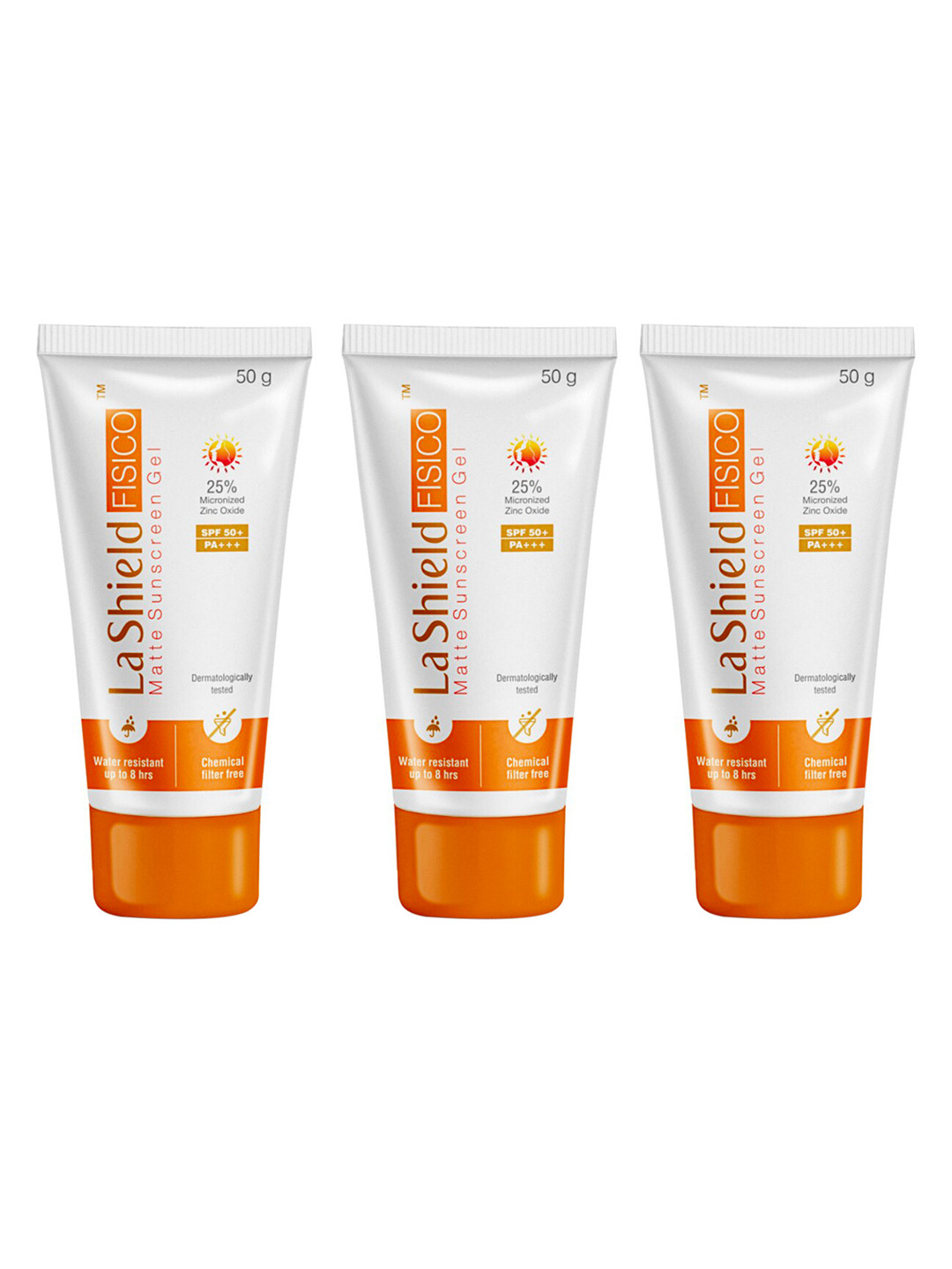 Buy La Shield Set Of 3 FISICO Matte Sunscreen Gel SPF 50+ & PA+++ 50g ...