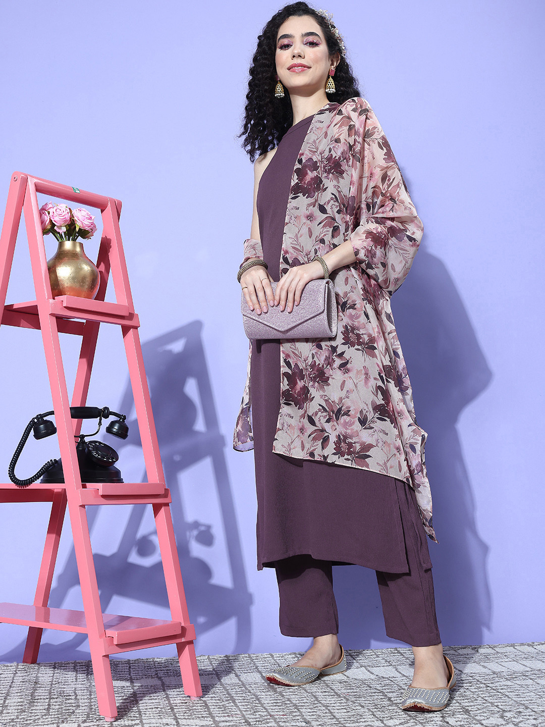 Buy Varanga Regular Halter Neck Kurta With Trousers & Dupatta - Kurta ...