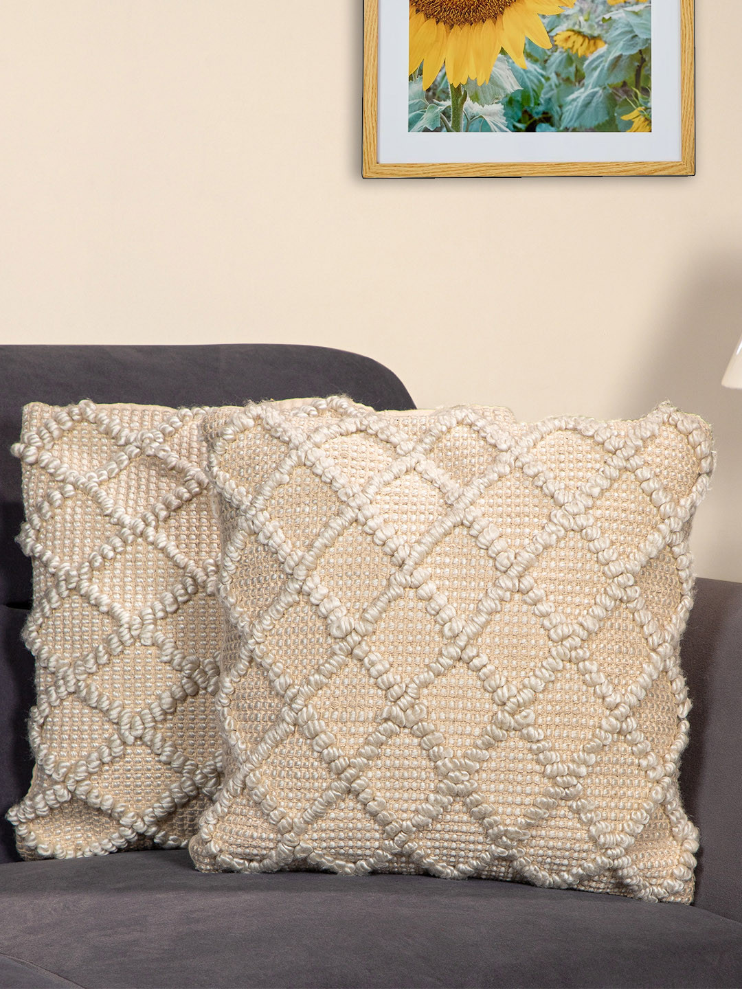 Buy Anko Cream Coloured 2 Pieces Square Cushion Covers - Cushion Covers ...