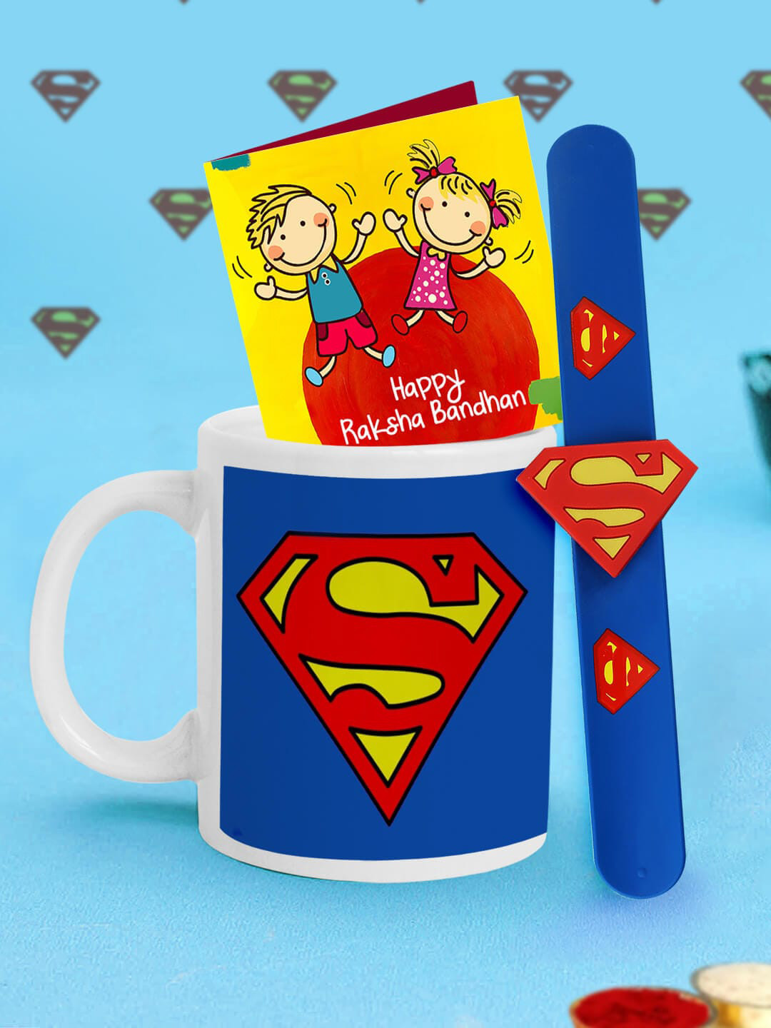 Buy TIED RIBBONS Kids Superman Logo Gift Set With Mug - Rakhi Gift Set ...