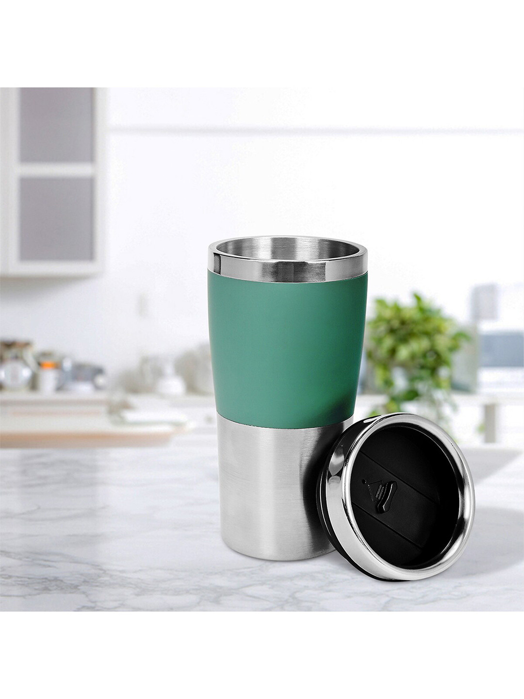 Buy Anko Green Solid Stainless Steel Matte Cup 450 ML - Cups And Mugs ...