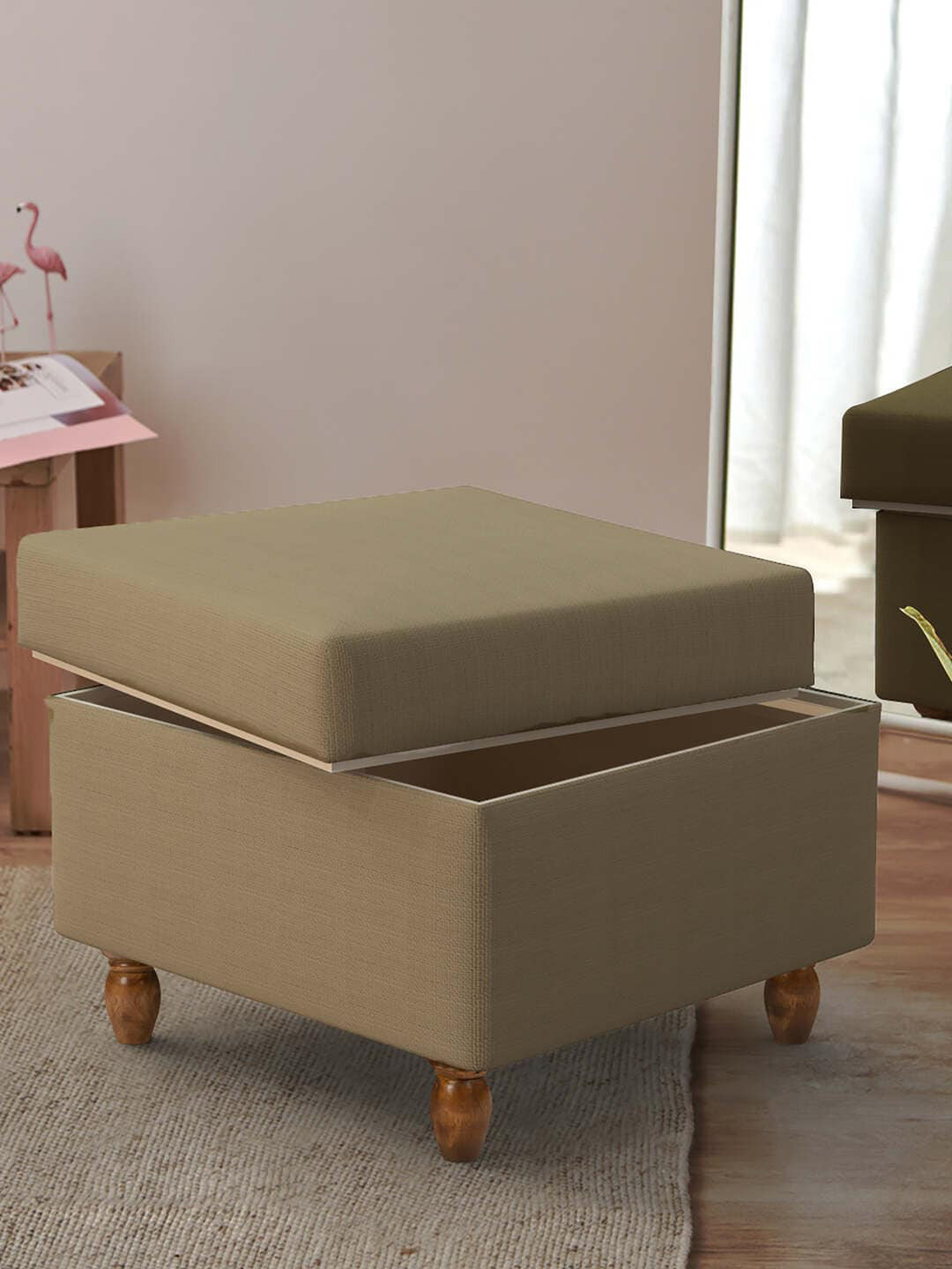 Buy Chumbak Beige Printed Rectangular Storage Ottoman - Ottomans for ...