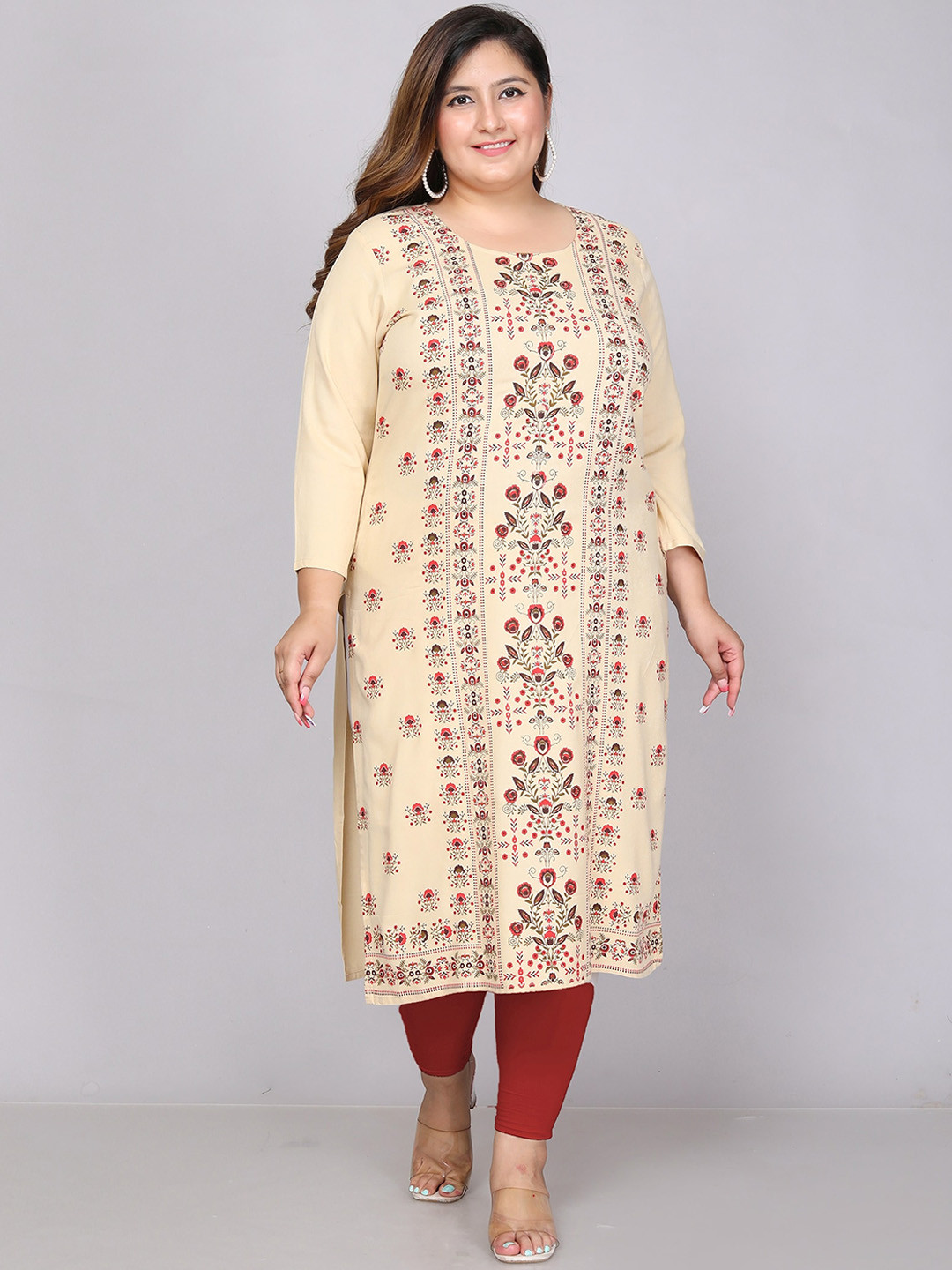 Buy Jevi Prints Plus Size Floral Printed Straight Kurta - Kurtas for ...