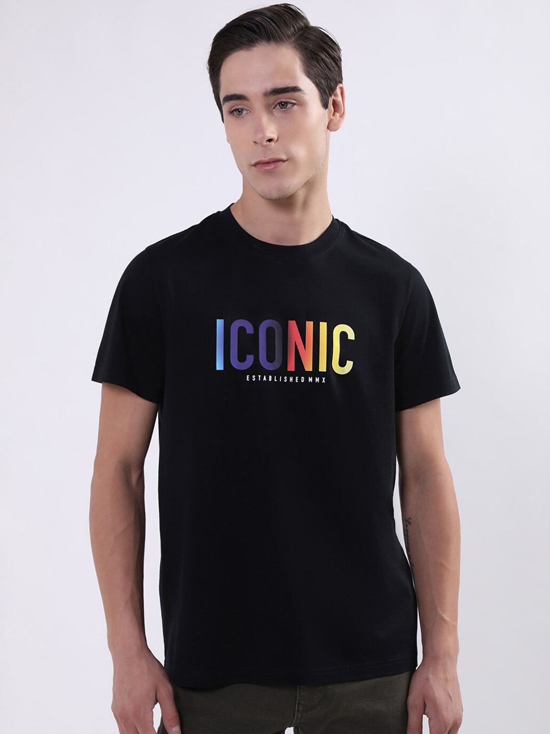 Buy Iconic Typography Printed Pure Cotton T Shirt - Tshirts for Men ...