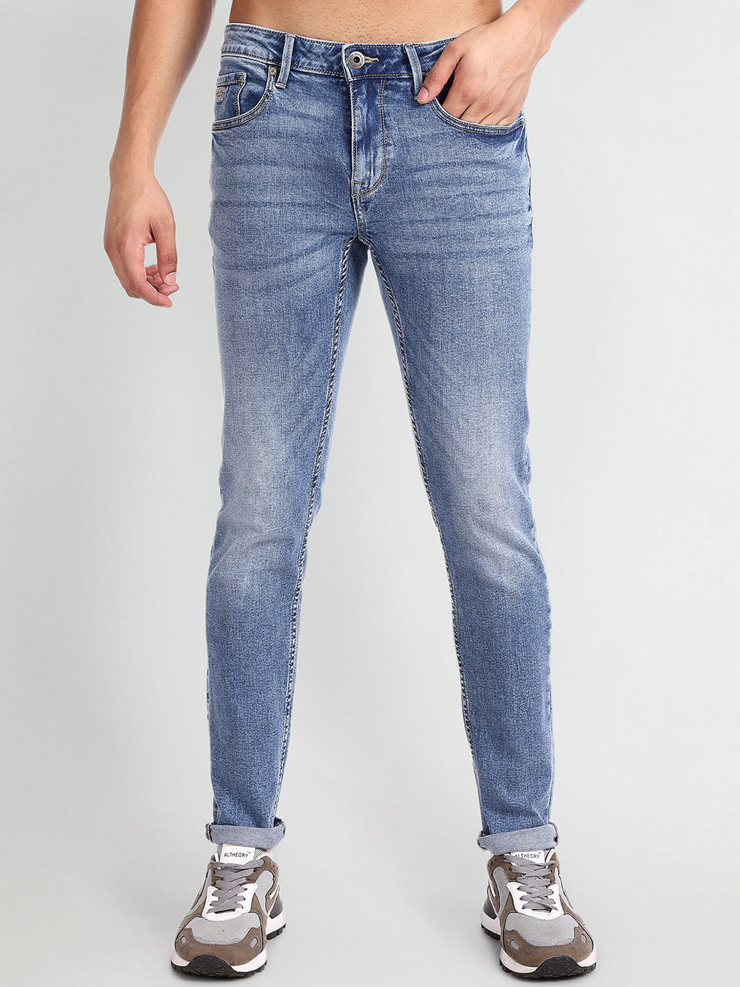 Buy Flying Machine Men Low Rise Clean Look Heavy Fade Super Skinny Fit ...