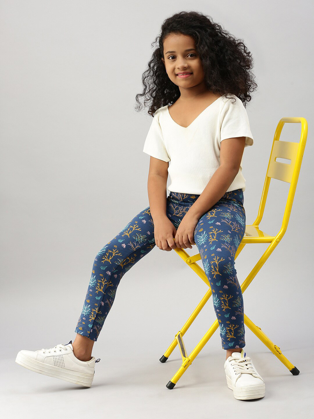 Buy De Moza Girls Printed Cotton Ankle Length Leggings - Leggings for ...