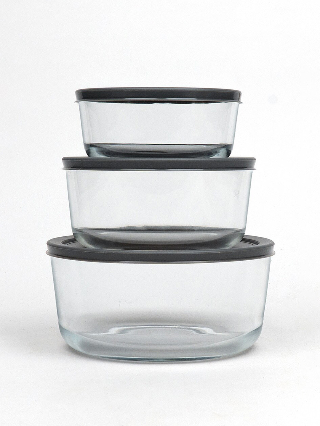 Buy Anko Transparent 3 Pieces Round Glass Ovenware - Kitchen Storage ...