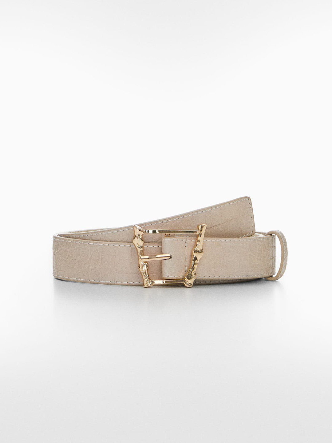 Buy MANGO Women Metallic Embossed Croc Textured Belt - Belts for Women ...