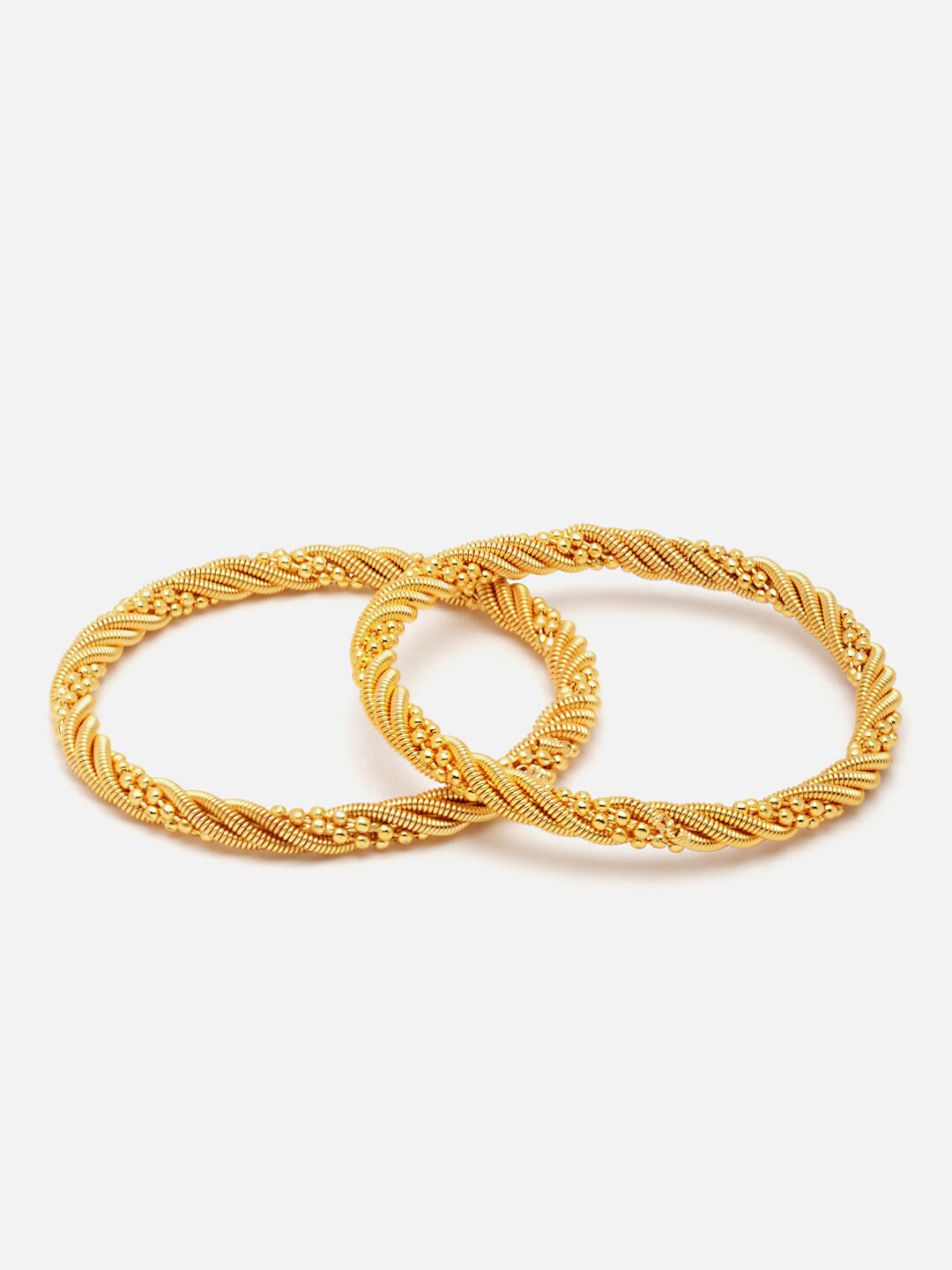 Buy Anouk Set Of 10 Gold Toned Gold Plated Textured Bangles - Bangle ...