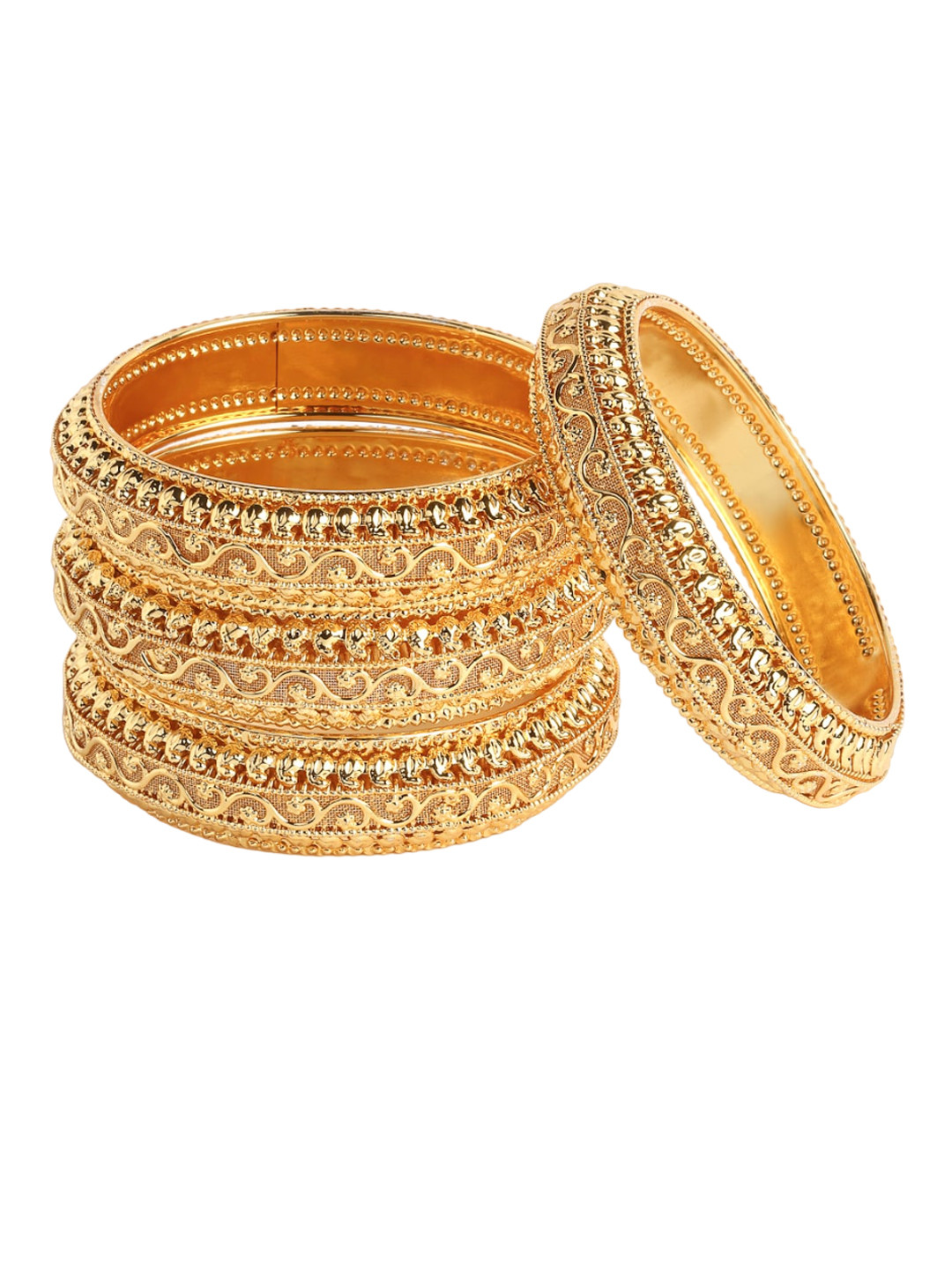Buy Anouk Set Of 4 Gold Plated Intricate Textured Detail Bangles ...