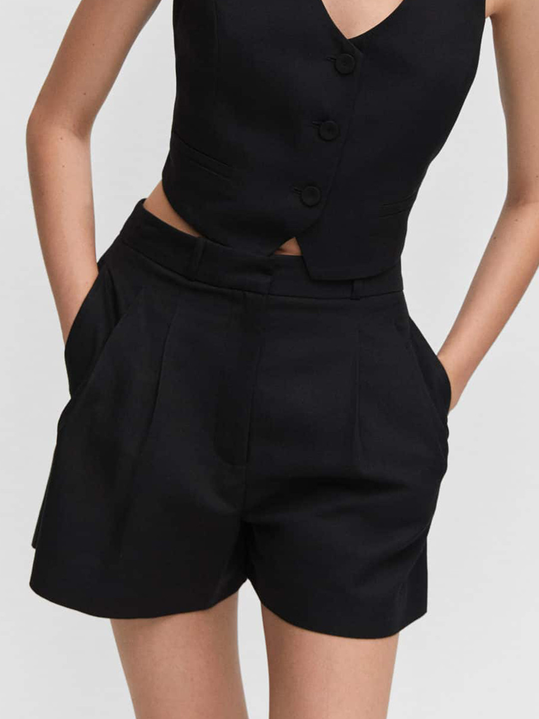 Buy MANGO Women High Rise Pleated Shorts - Shorts for Women 24219620 ...