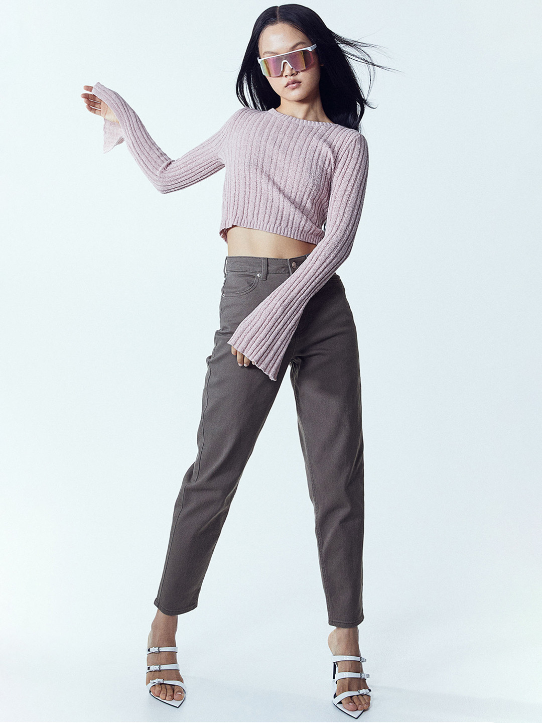 Buy H&M Women Mom Loose Fit Twill Trousers - Trousers for Women ...
