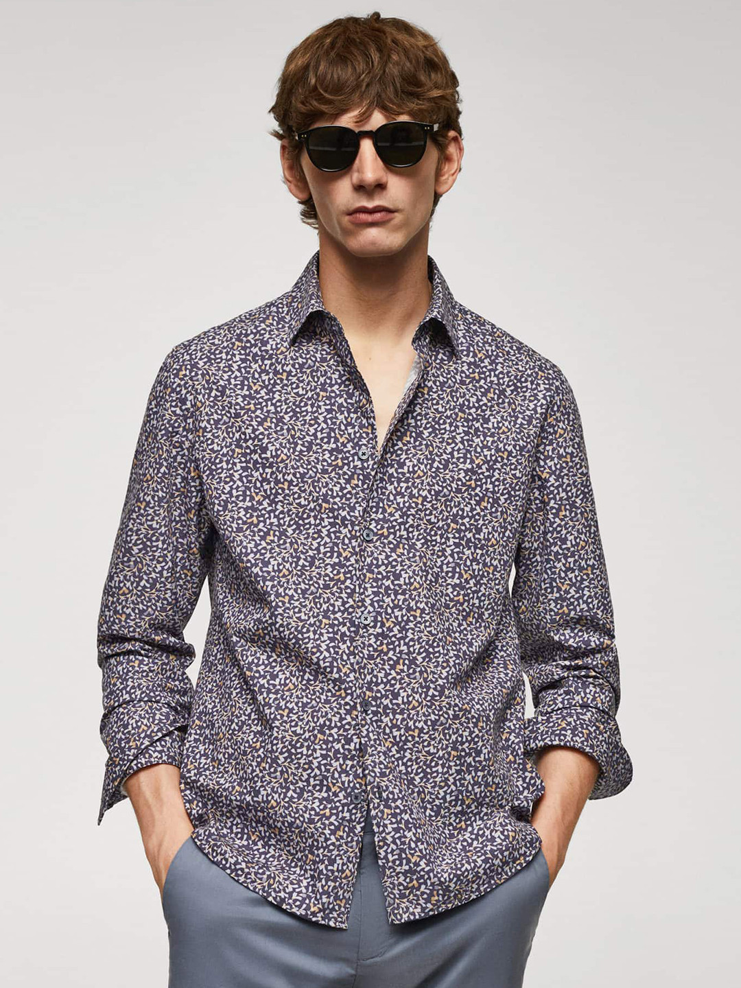 Buy MANGO MAN Micro Ditsy Print Cotton Shirt - Shirts for Men 24225256 ...