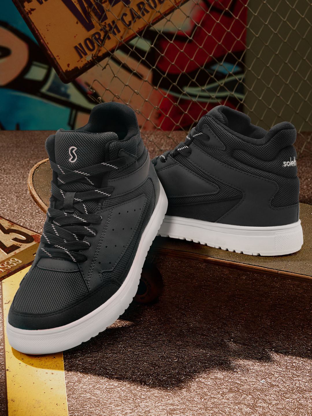 Buy SOLETHREADS REBEL Men PINNACLE Mid Top Textured Mesh Memory Foam ...