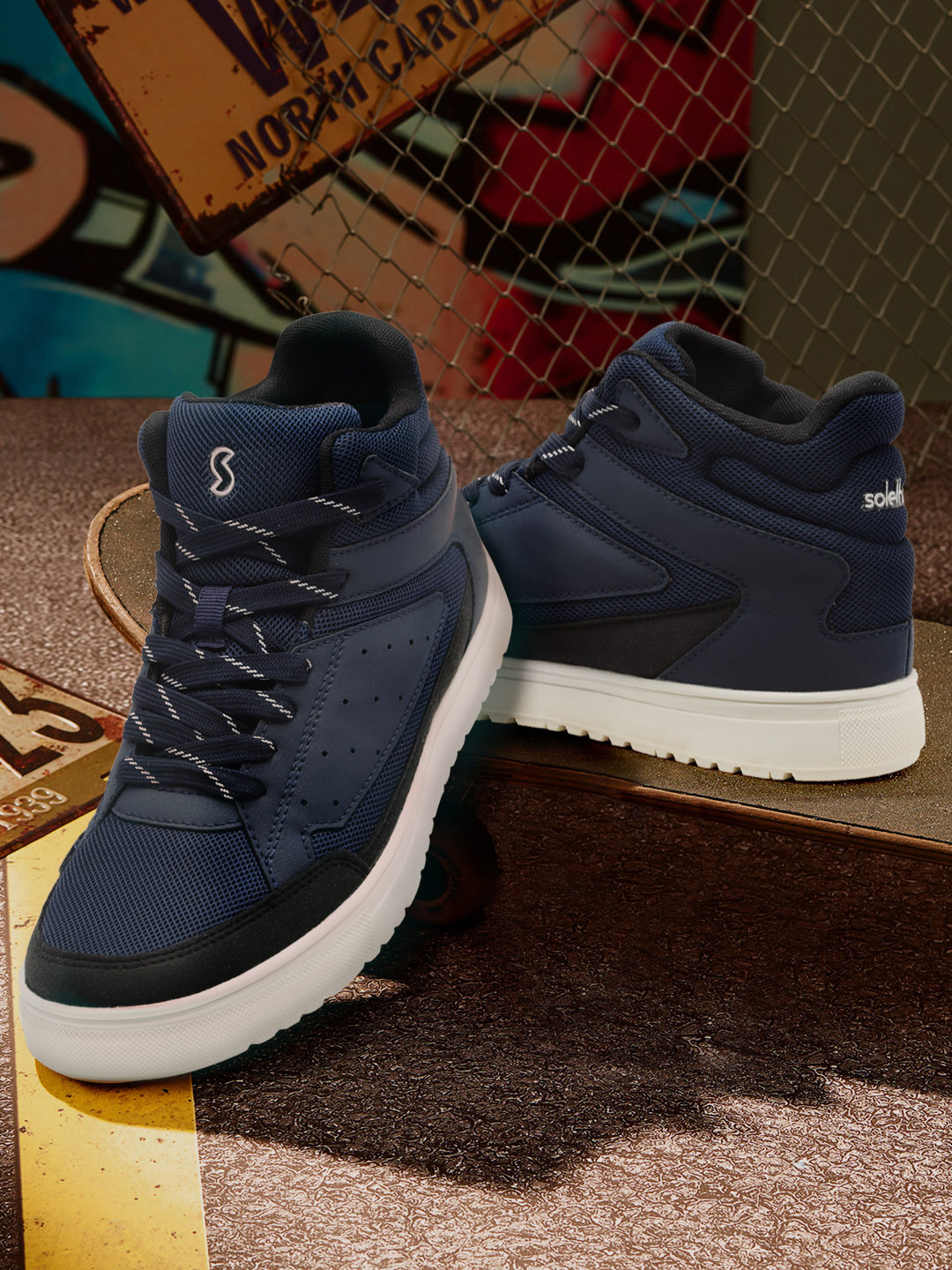 Buy SOLETHREADS REBEL Men PINNACLE Mid Top Textured Mesh Memory Foam ...