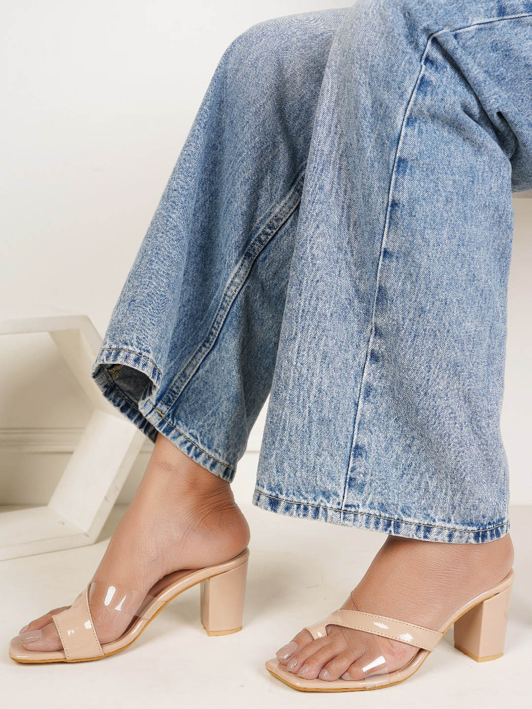 Buy HEELSNFEELS Cross Strap One Toe Block Heels - Heels for Women ...