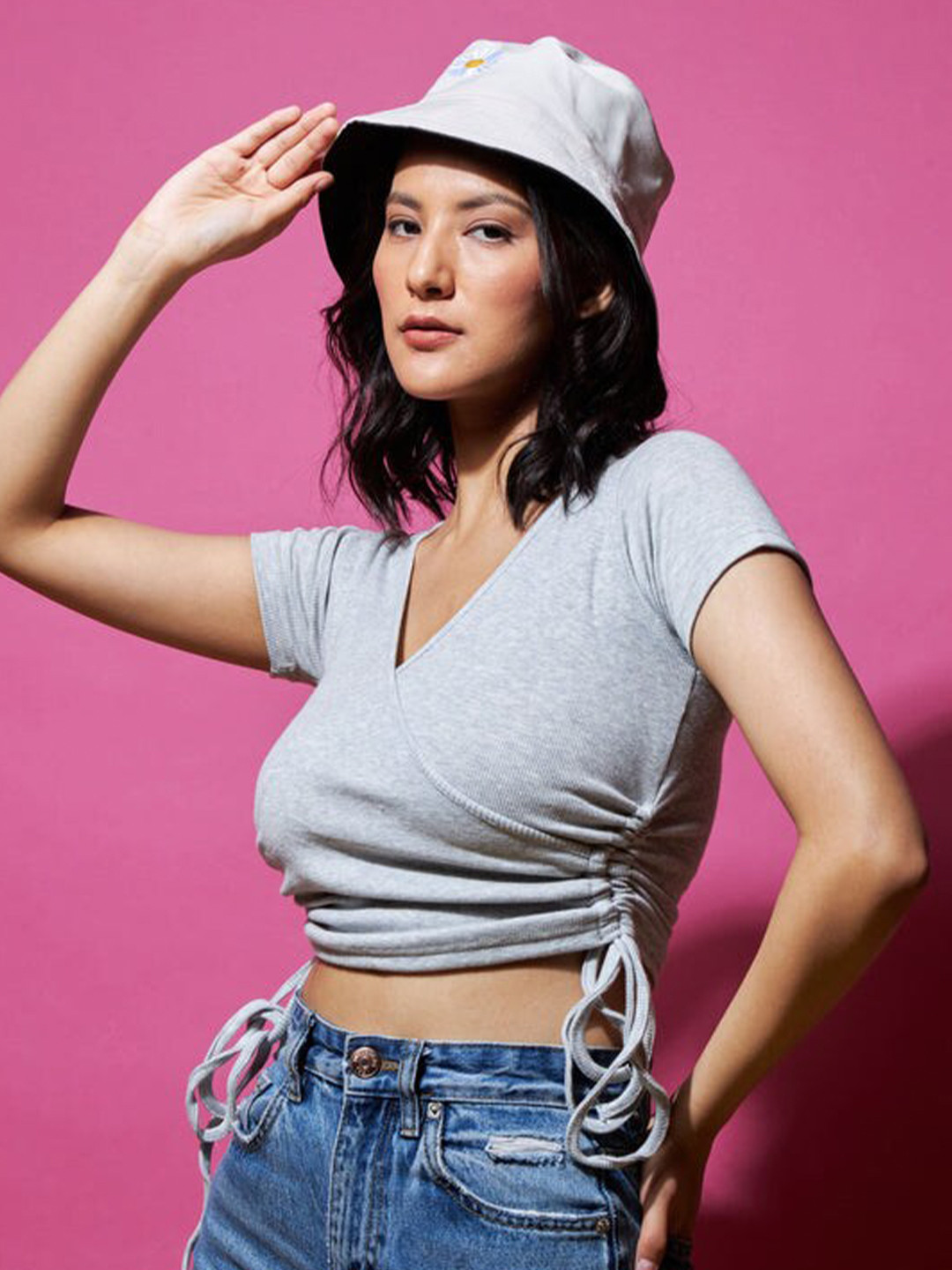 Buy Outcast V Neck Ruched Crop Top - Tops for Women 24229970 | Myntra