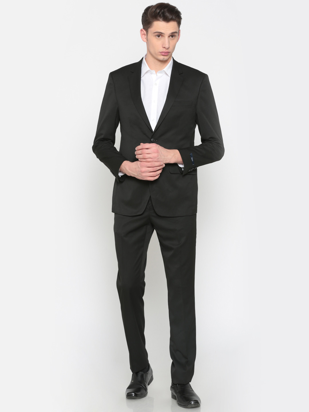 Buy Peter England Black Tailored Fit Formal Suit - Suits for Men ...